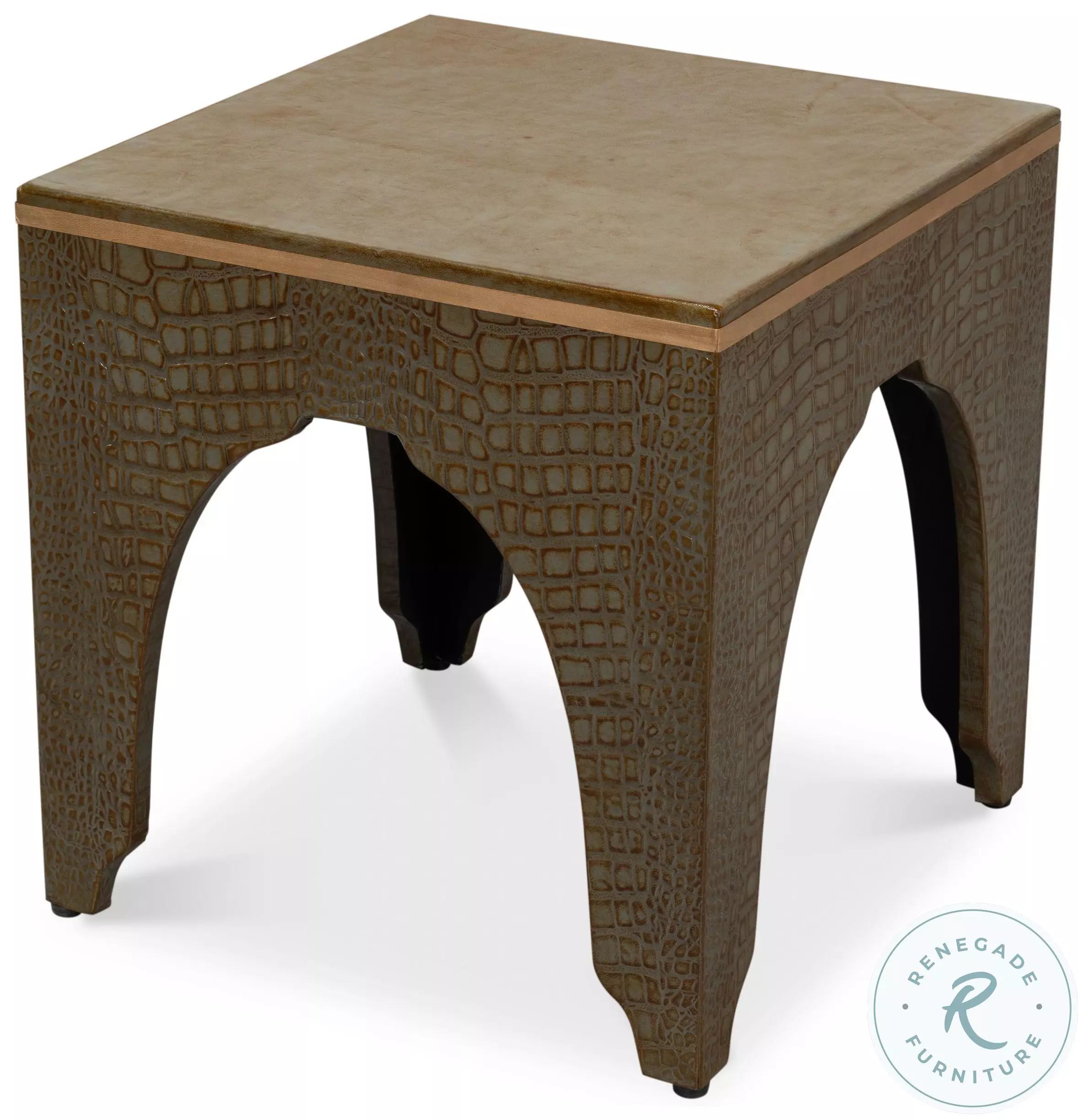 Croco Antique Green Stool From Sarreid | Coleman Furniture