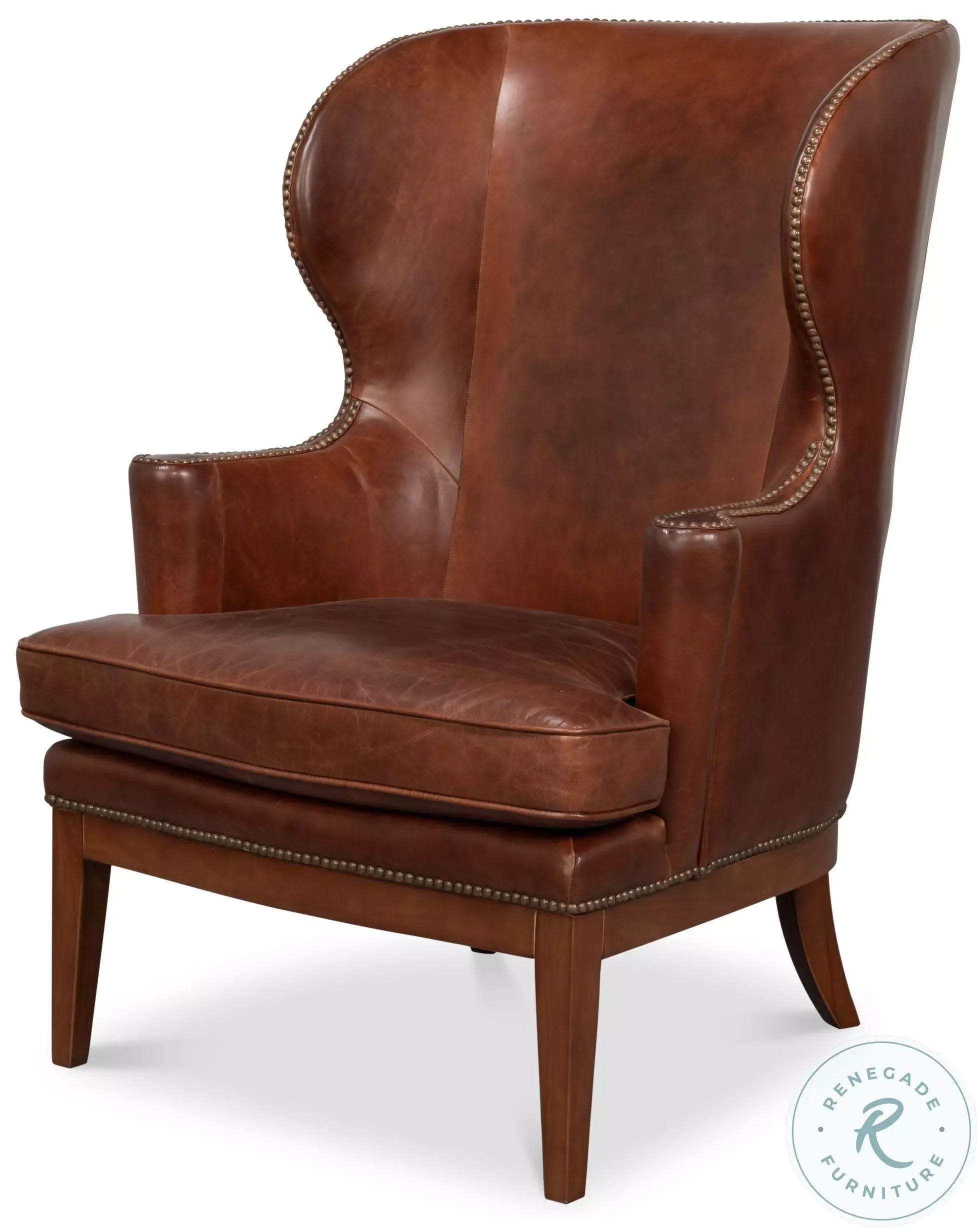 Smithfield Newark Brown Wingback Chair From Sarreid | Coleman Furniture