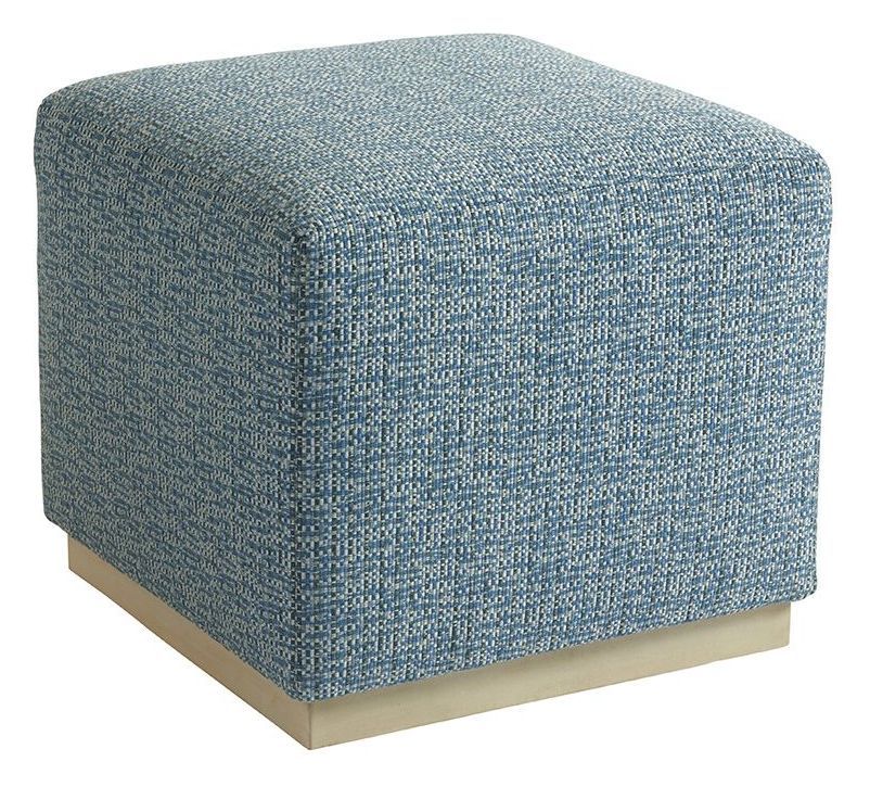 Colby Blue Upholstered Ottoman from Barclay Butera | Coleman Furniture