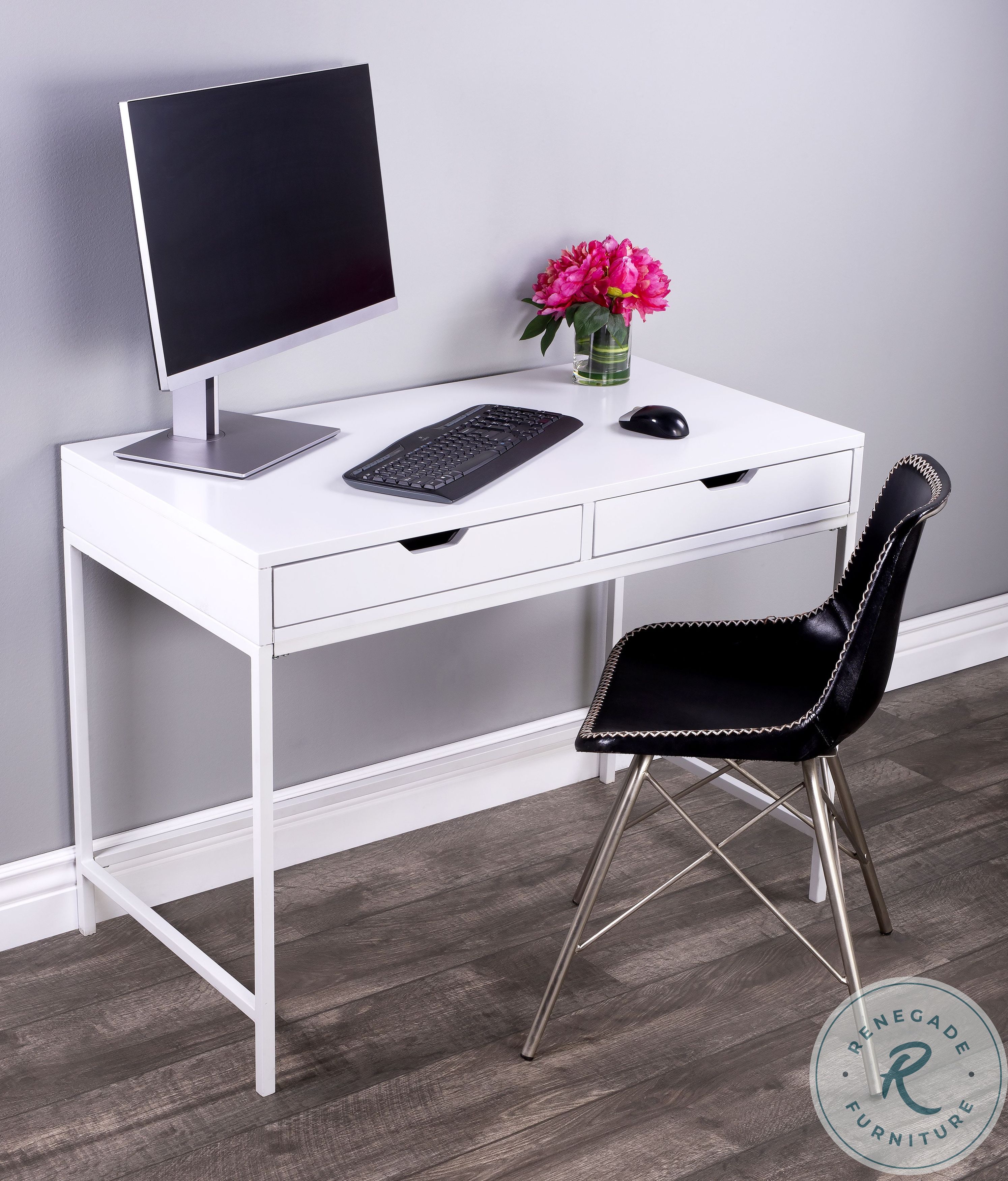 Belka Glossy White Drawer Desk from Butler | Coleman Furniture