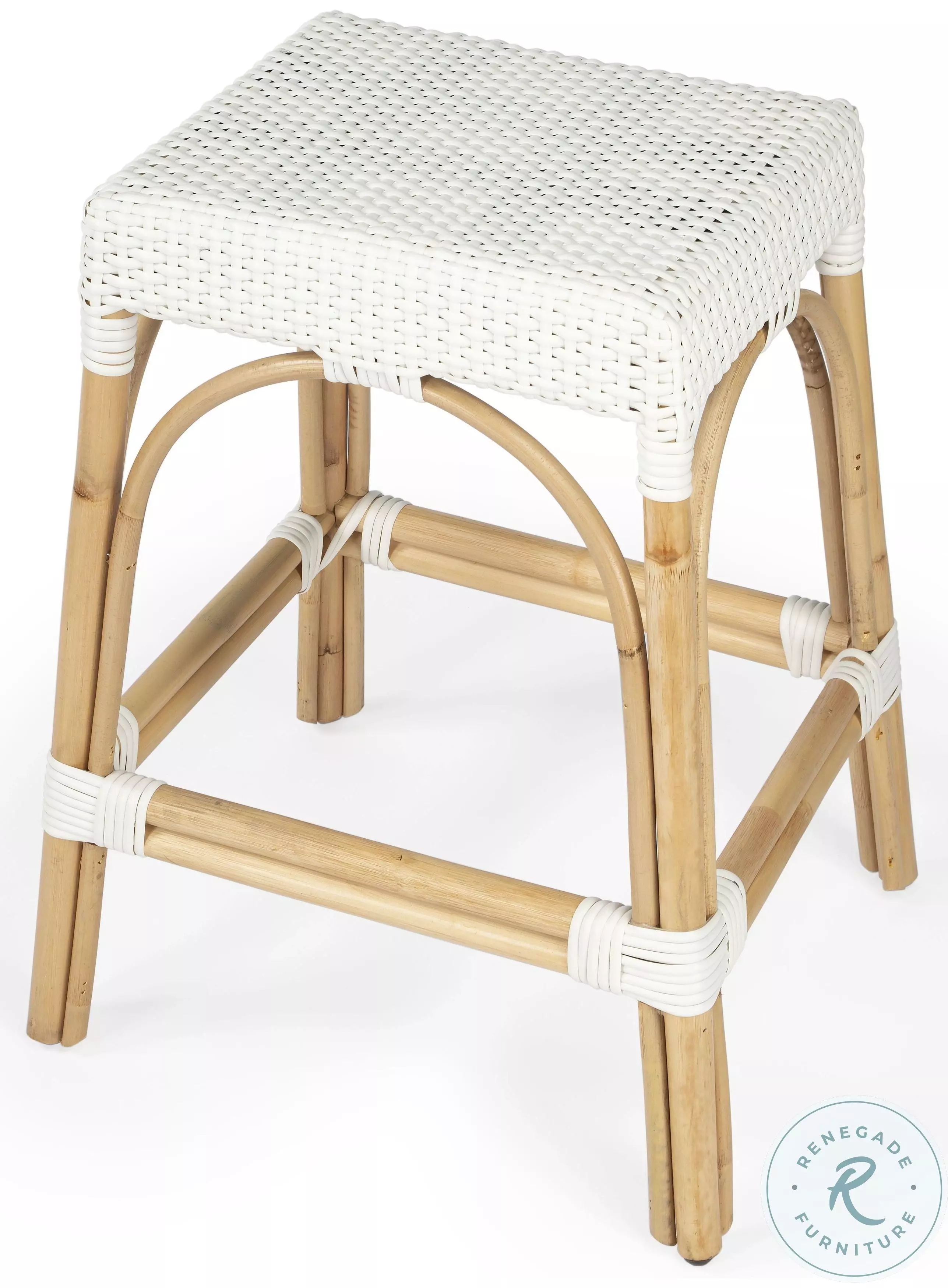 Robias Glossy White Rattan Counter Height Stool From Butler | Coleman ...
