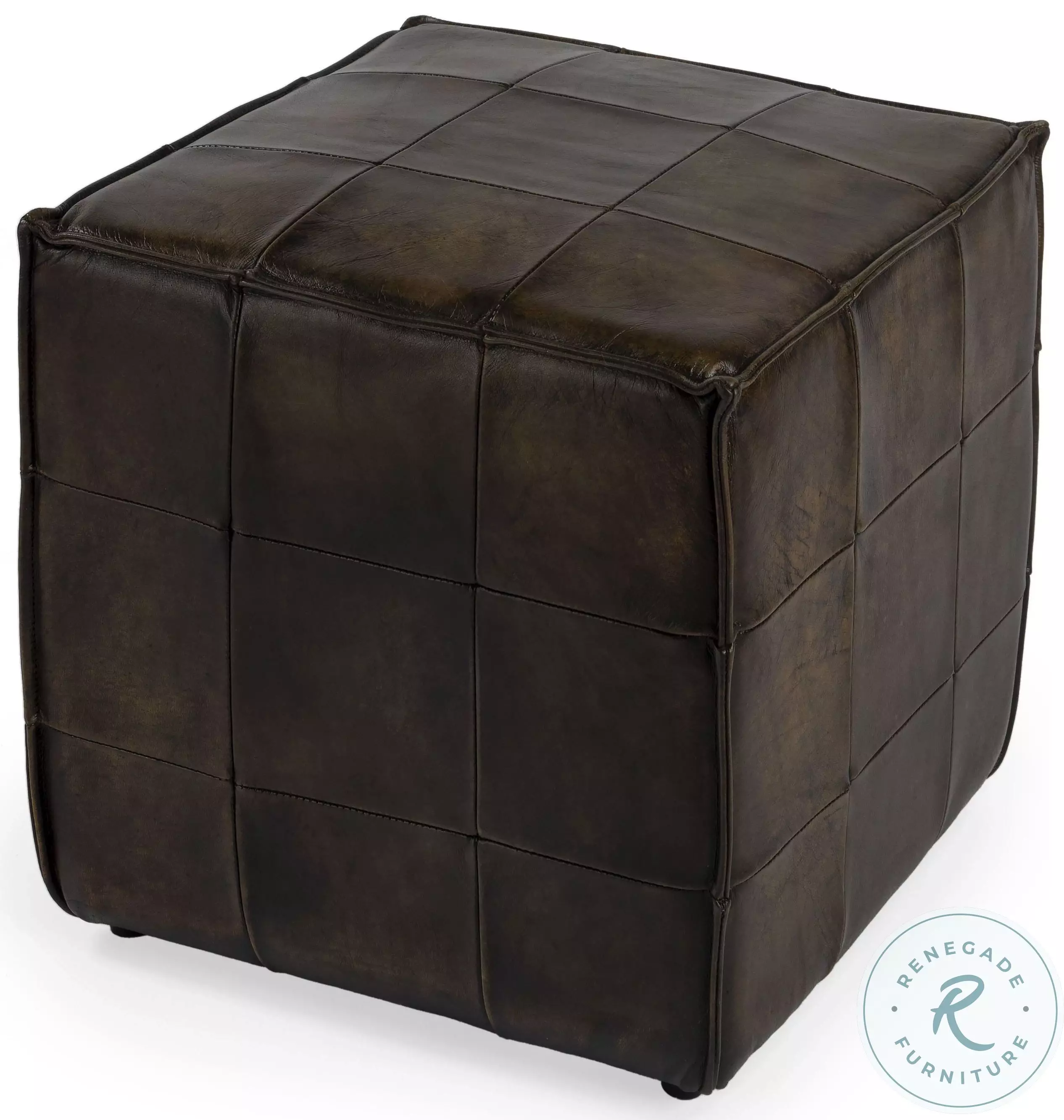 Leon Chocolate Leather Ottoman From Butler | Coleman Furniture