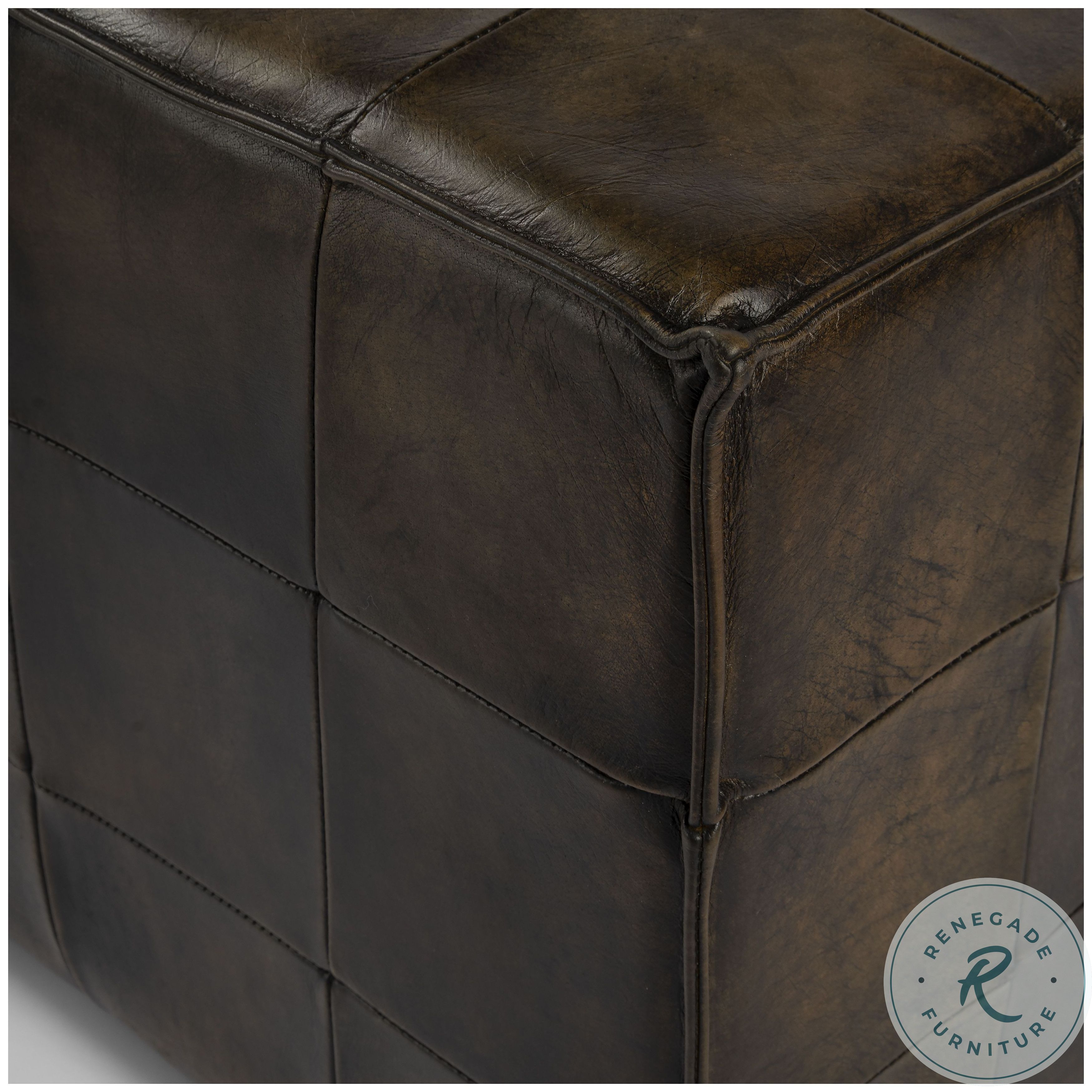 Leon Chocolate Leather Ottoman From Butler | Coleman Furniture