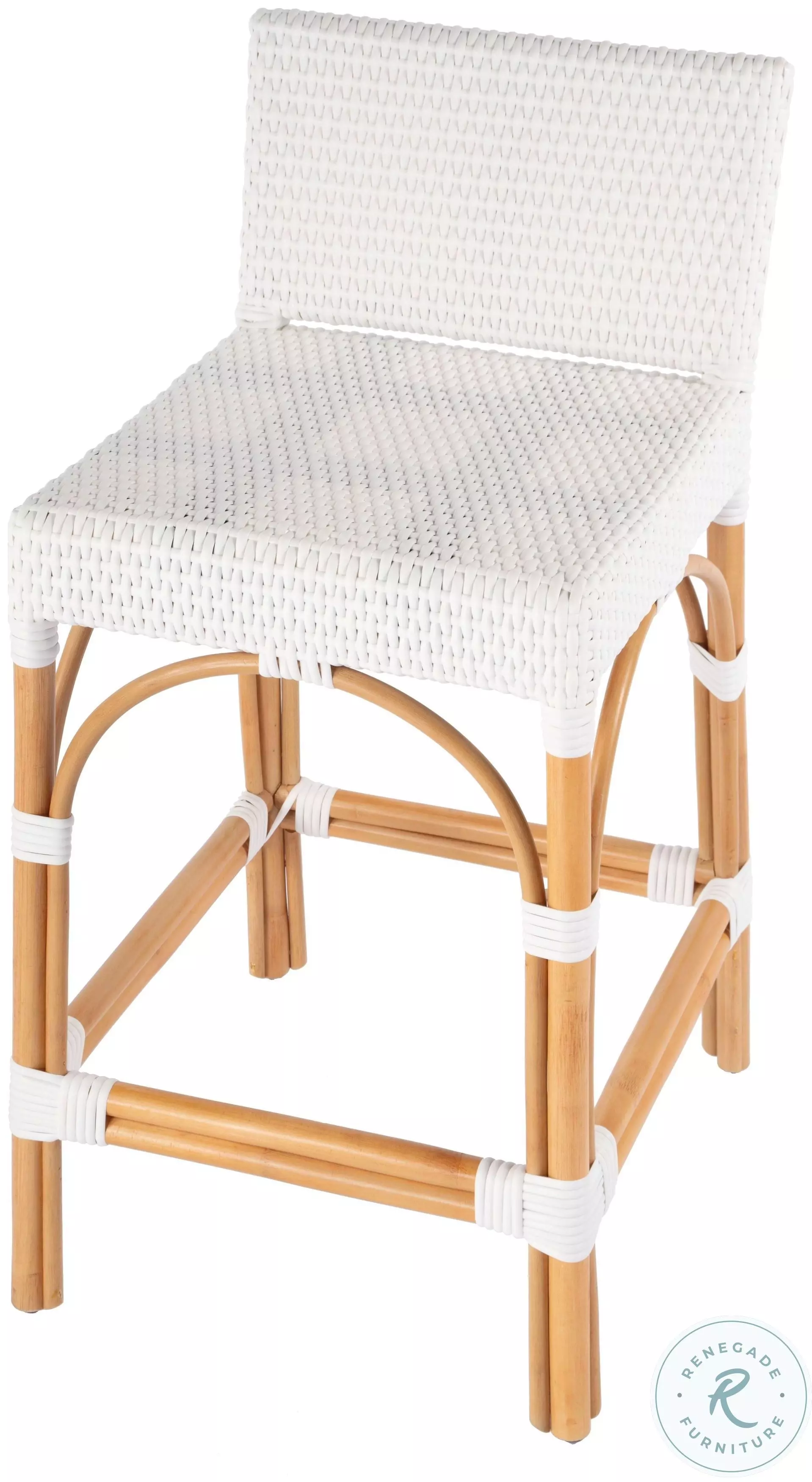 Serienna White Rattan Counter Stool From Butler | Coleman Furniture