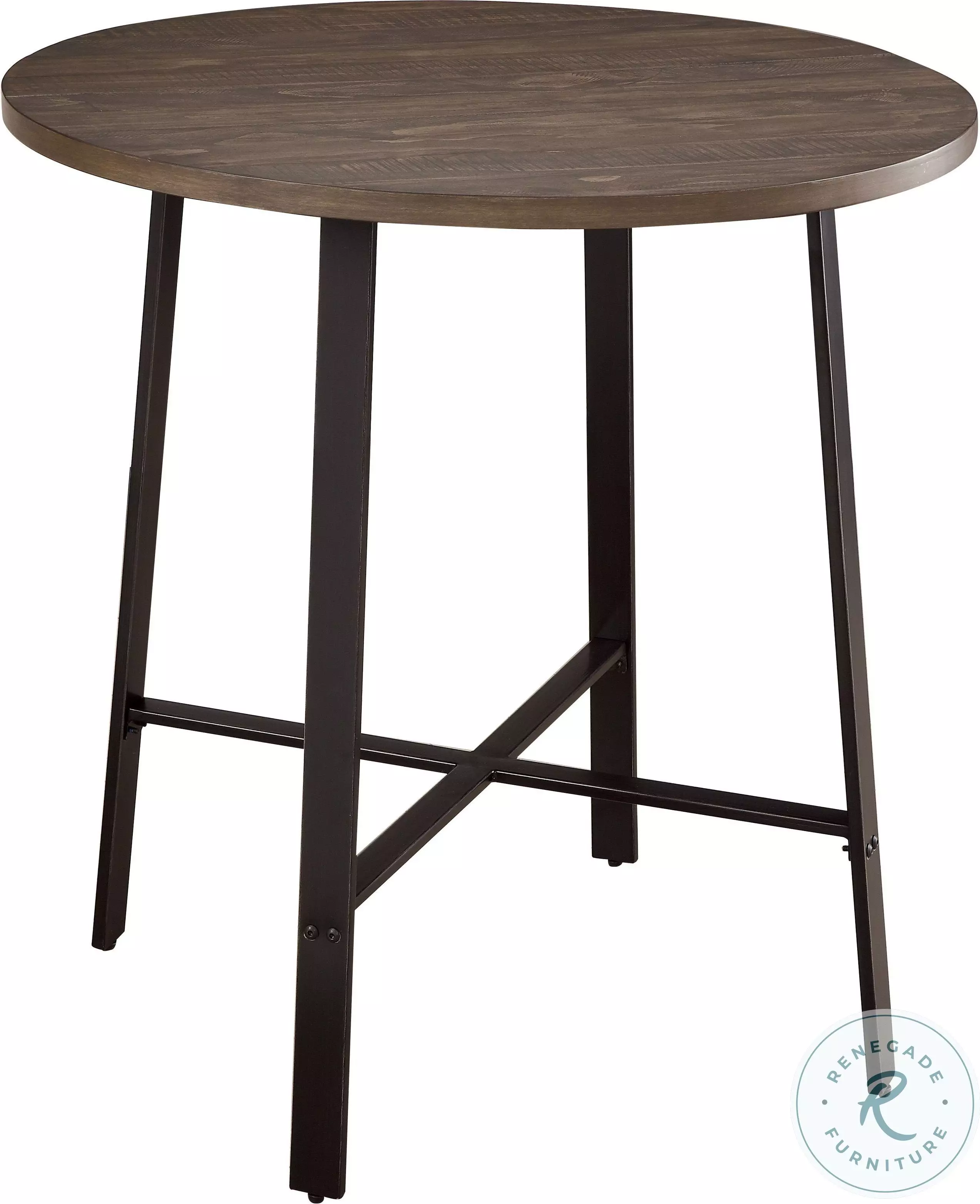 Chevre Burnished Brown and Gray Round Counter Height Dining Table From ...
