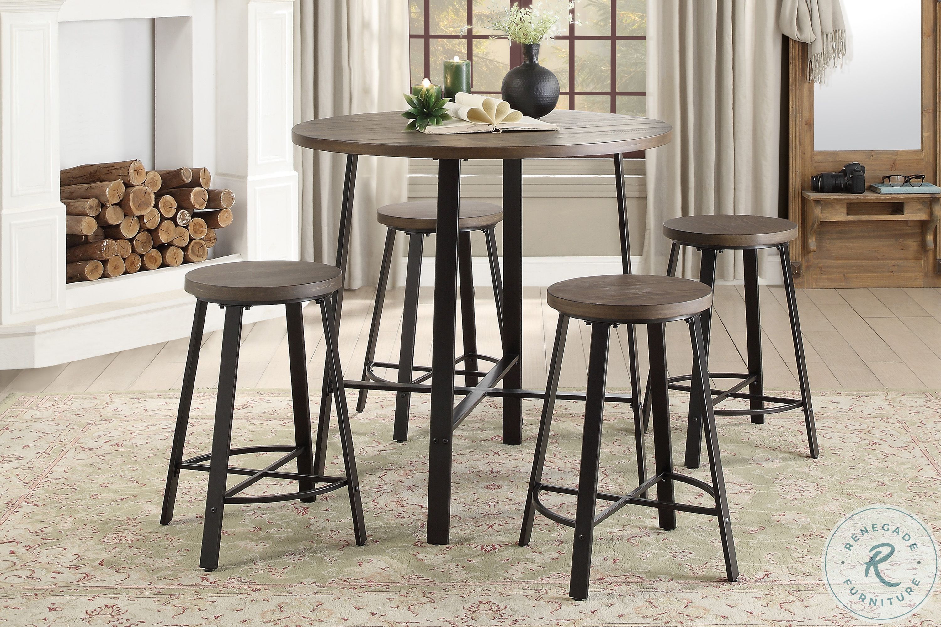 Chevre Brown Round Counter Height Dining Table from Homelegance ...
