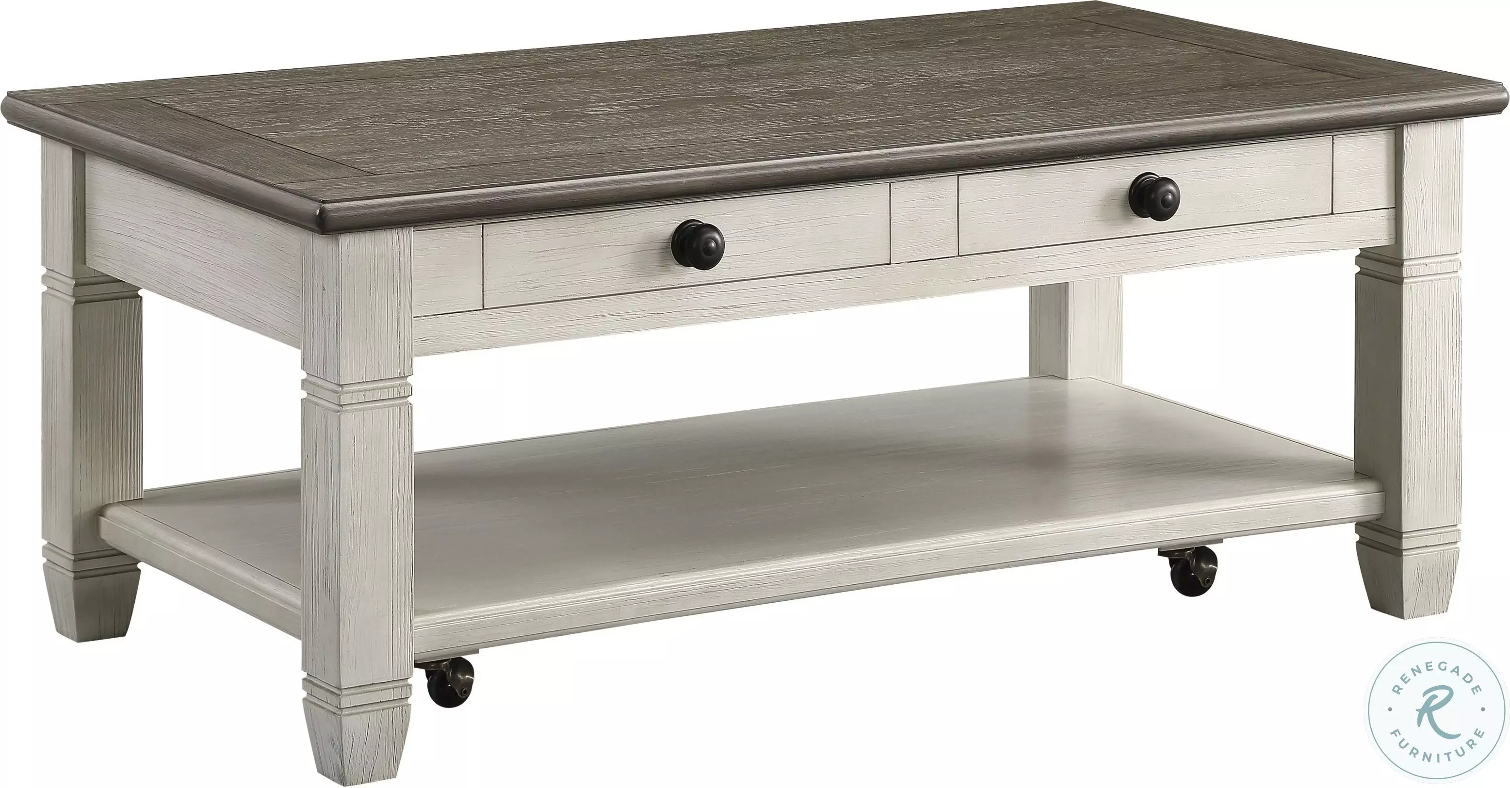 Granby Rosy Brown And Antique White Cocktail Table from Homelegance ...