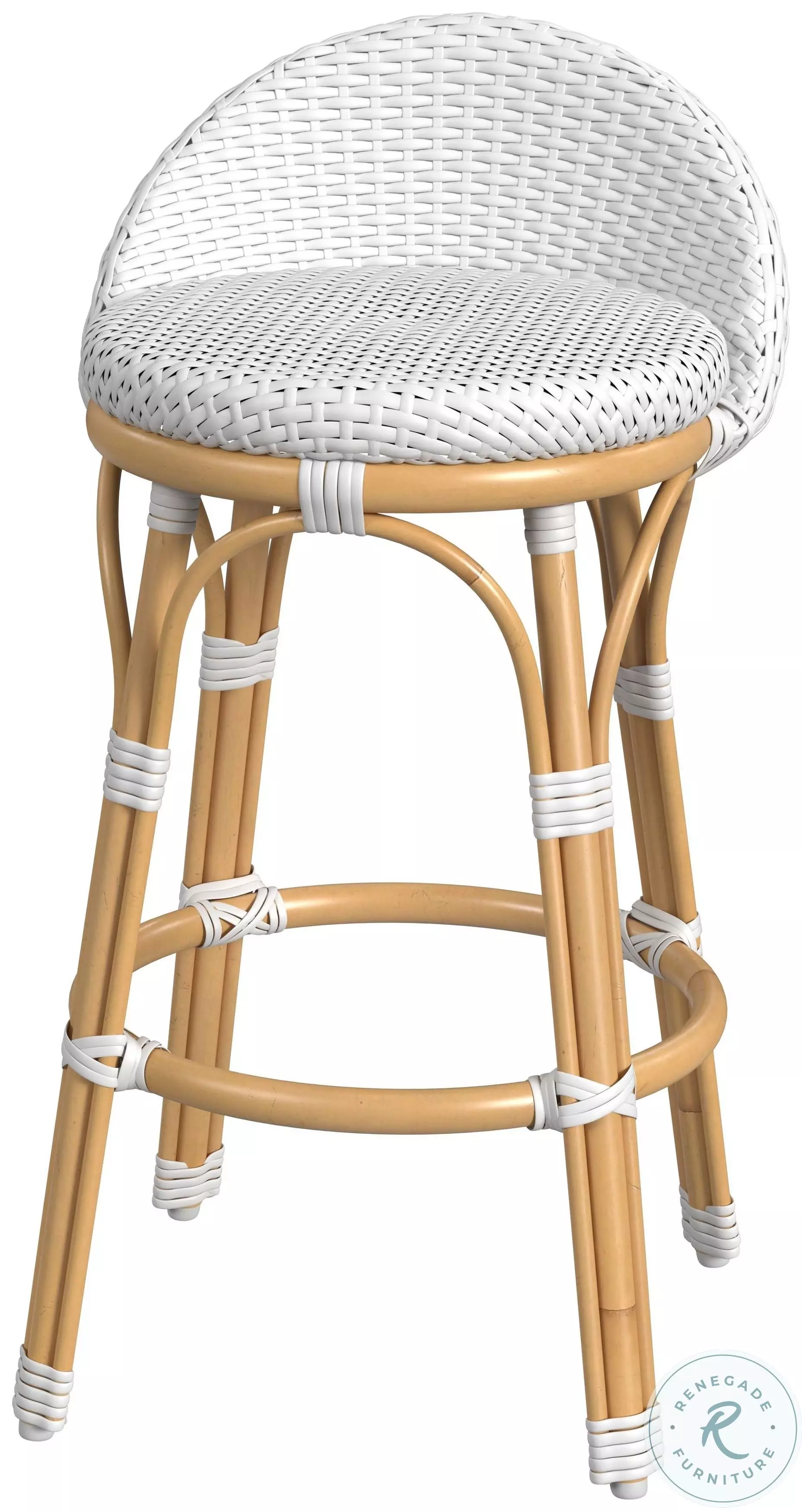 Tobias White Outdoor Low Back Counter Stool From Butler | Coleman Furniture