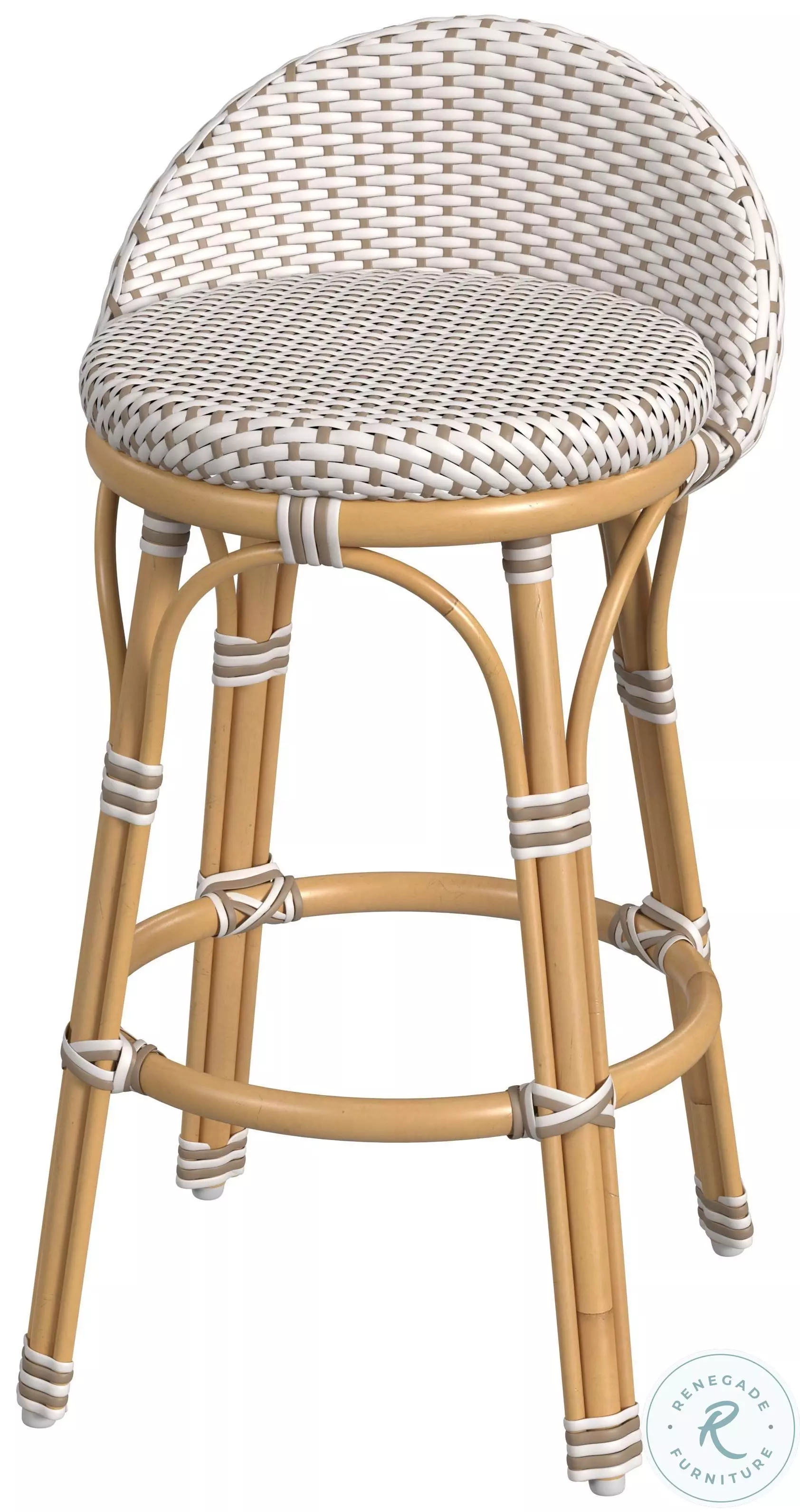 Tobias Beige and White Low Back Rattan Stool From Butler | Coleman ...