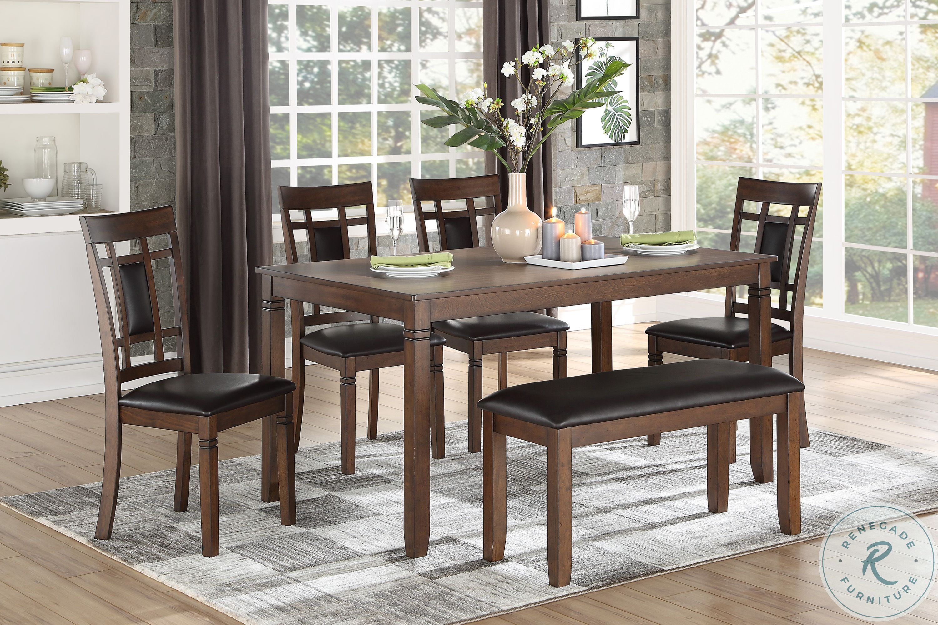 Salton Cherry 6 Pack Dinette Set from Homelegance | Coleman Furniture