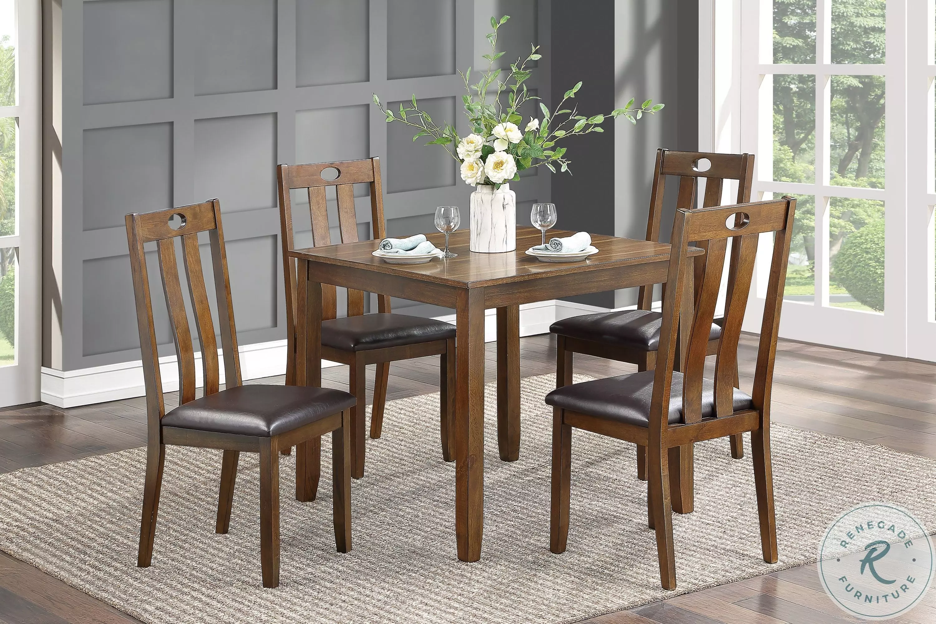 Weston Brown 5 Piece Pack Dining Set from Homelegance | Coleman Furniture