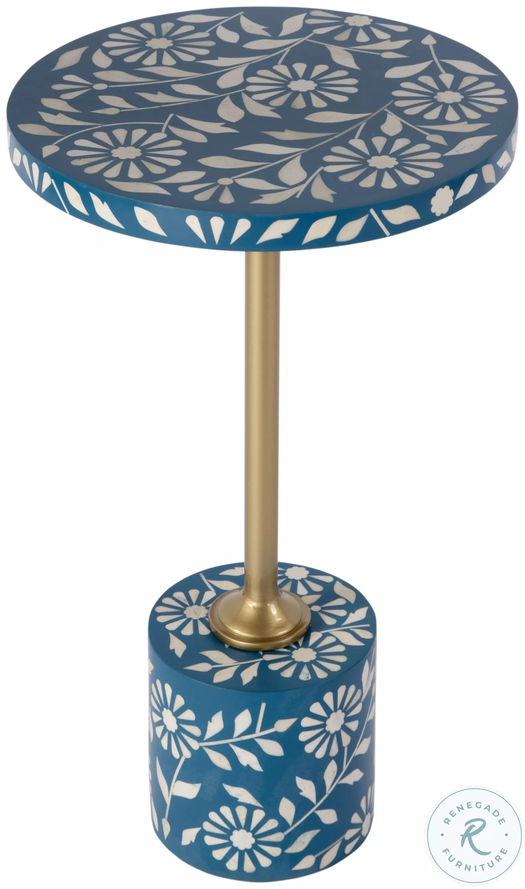 Bethel Blue Bone Inlay Round Side Table From Butler | Coleman Furniture