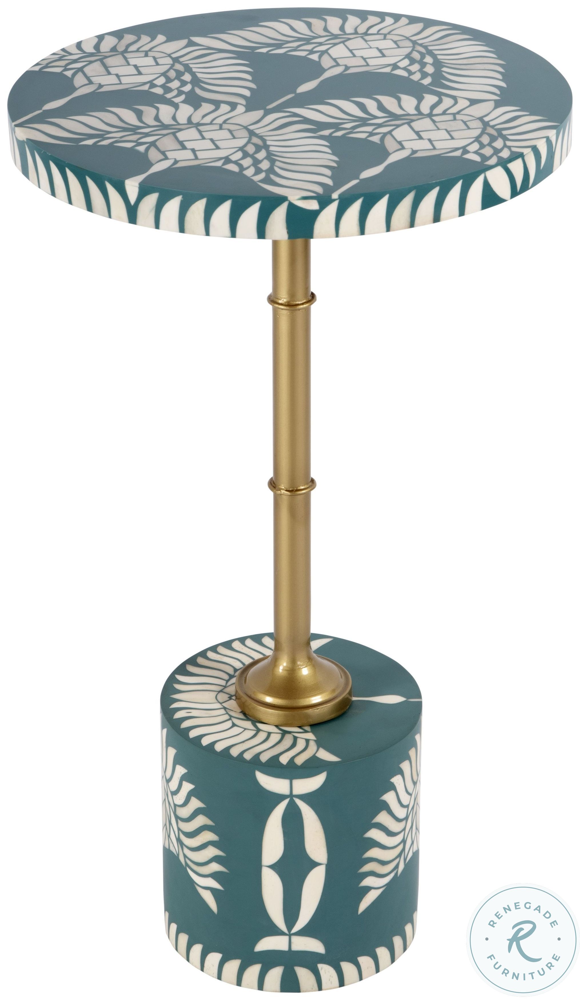 Bethel Teal Bone Inlay Round Side Table From Butler | Coleman Furniture