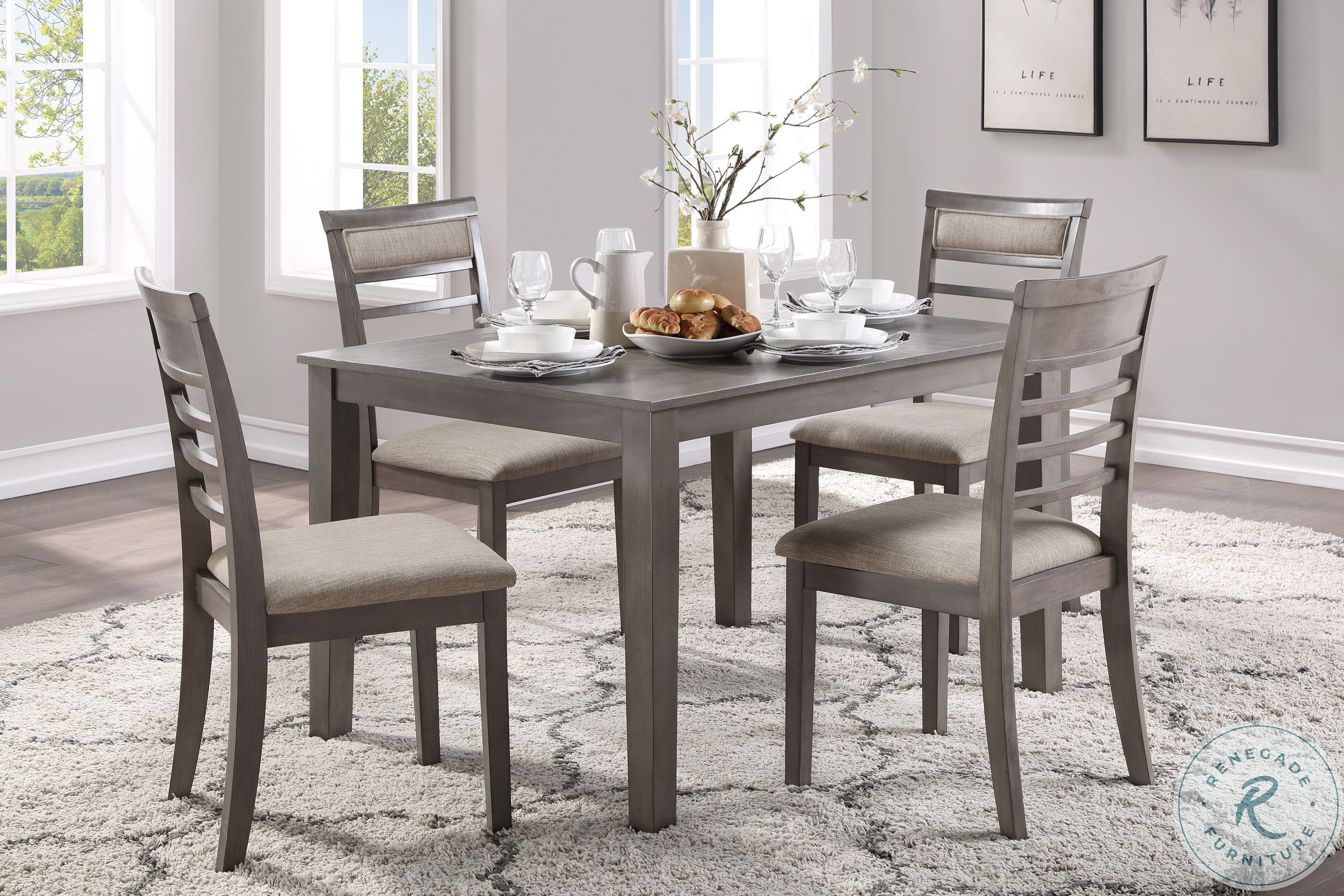 Lovell Gray 5 Piece Dining Set From Homelegance | Coleman Furniture