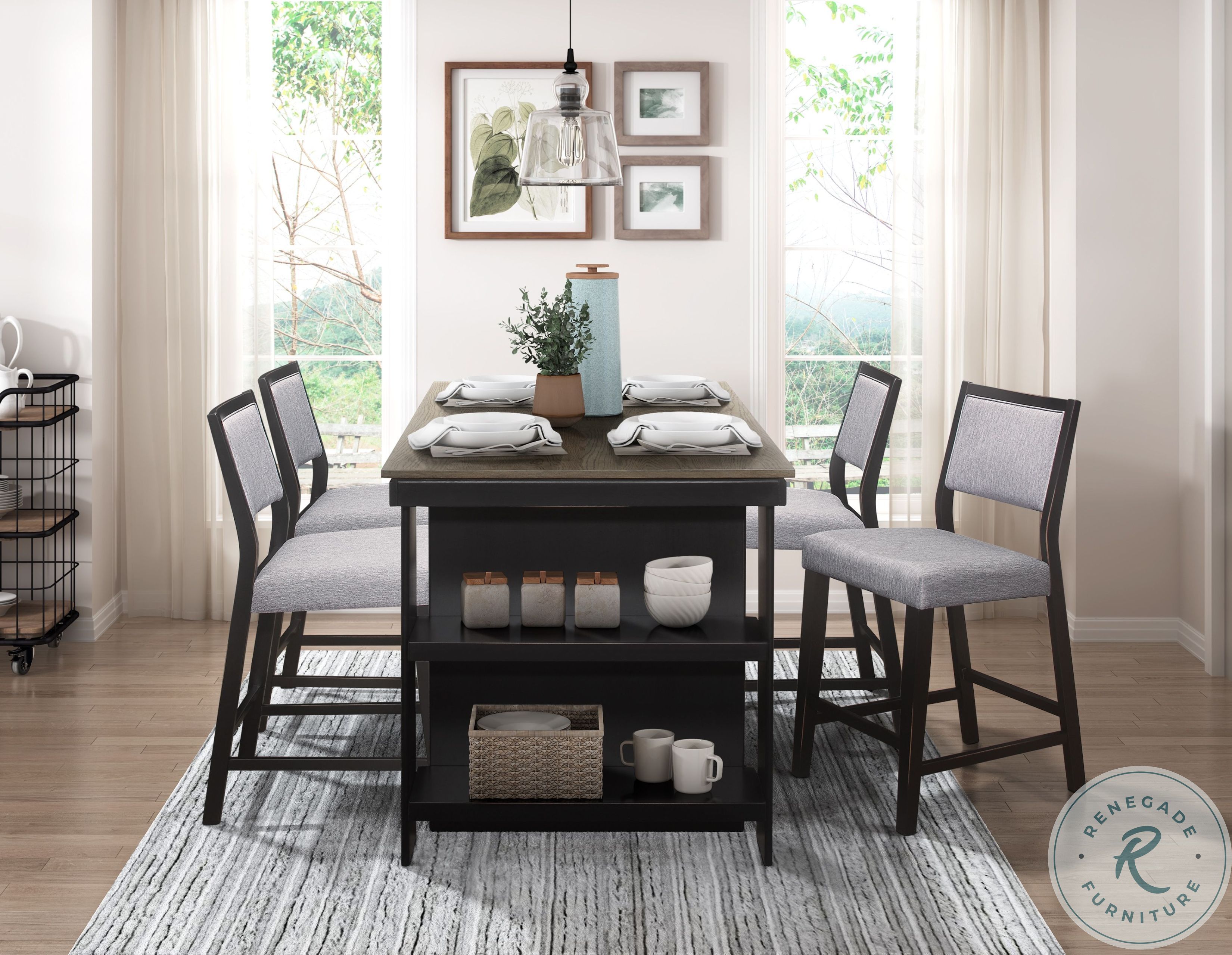 Stratus Gray And Black Counter Height Dining Table From Homelegance ...