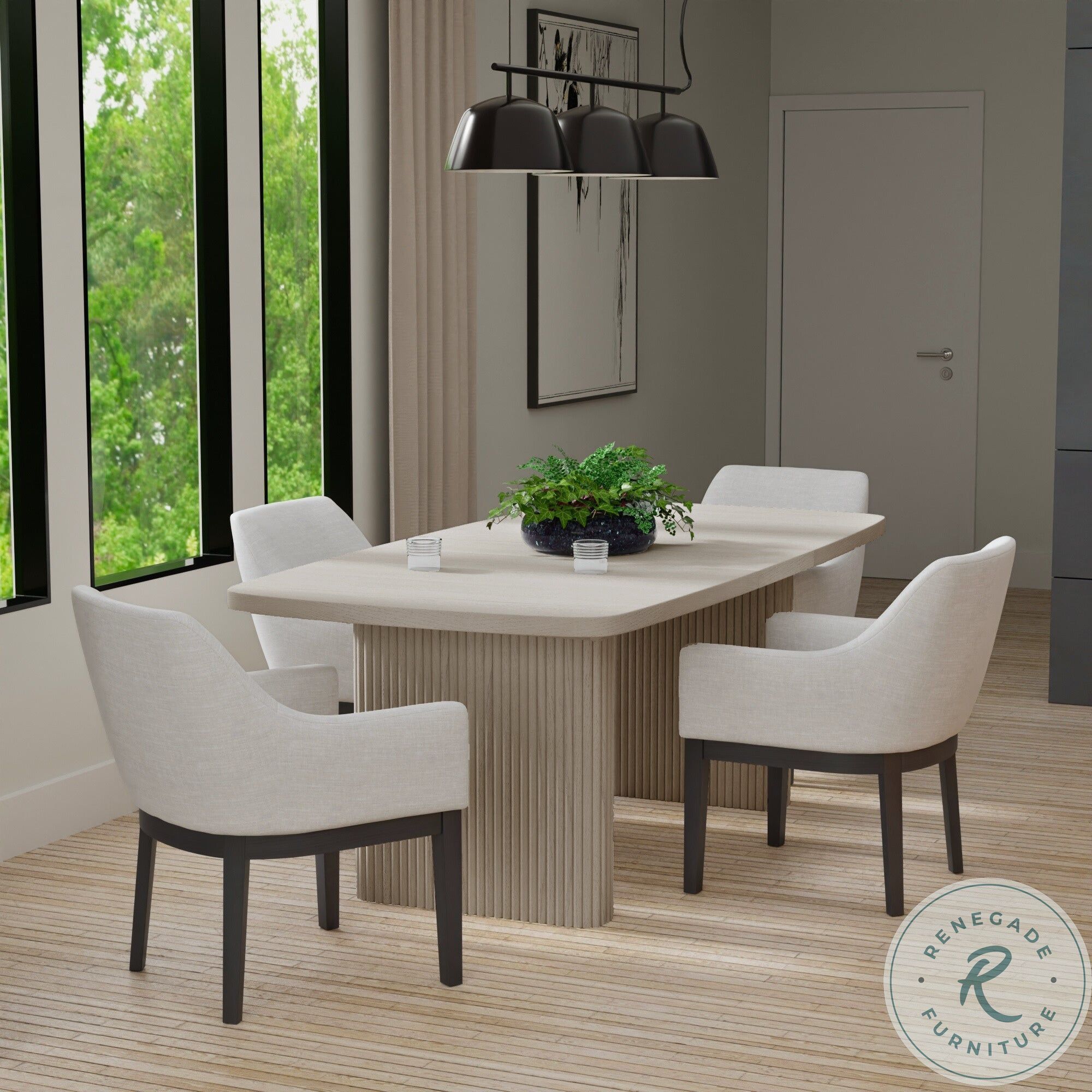 Reba Natural White Wash Extendable Dining Room Set from Alpine ...