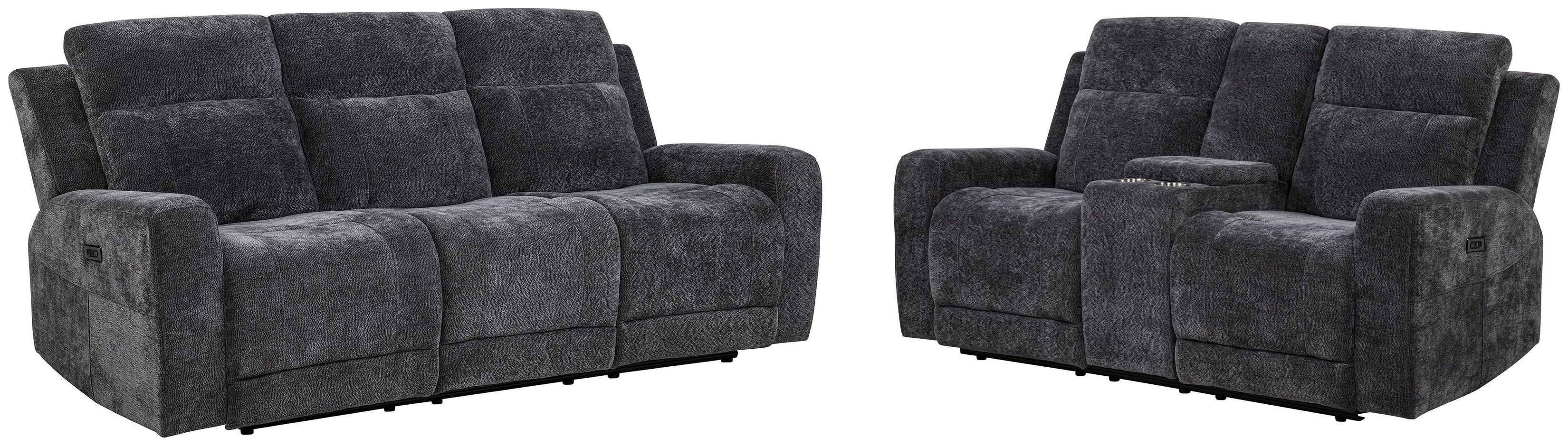 Kennett Dark Gray 81" Power Reclining Sofa with USB Charging From ...