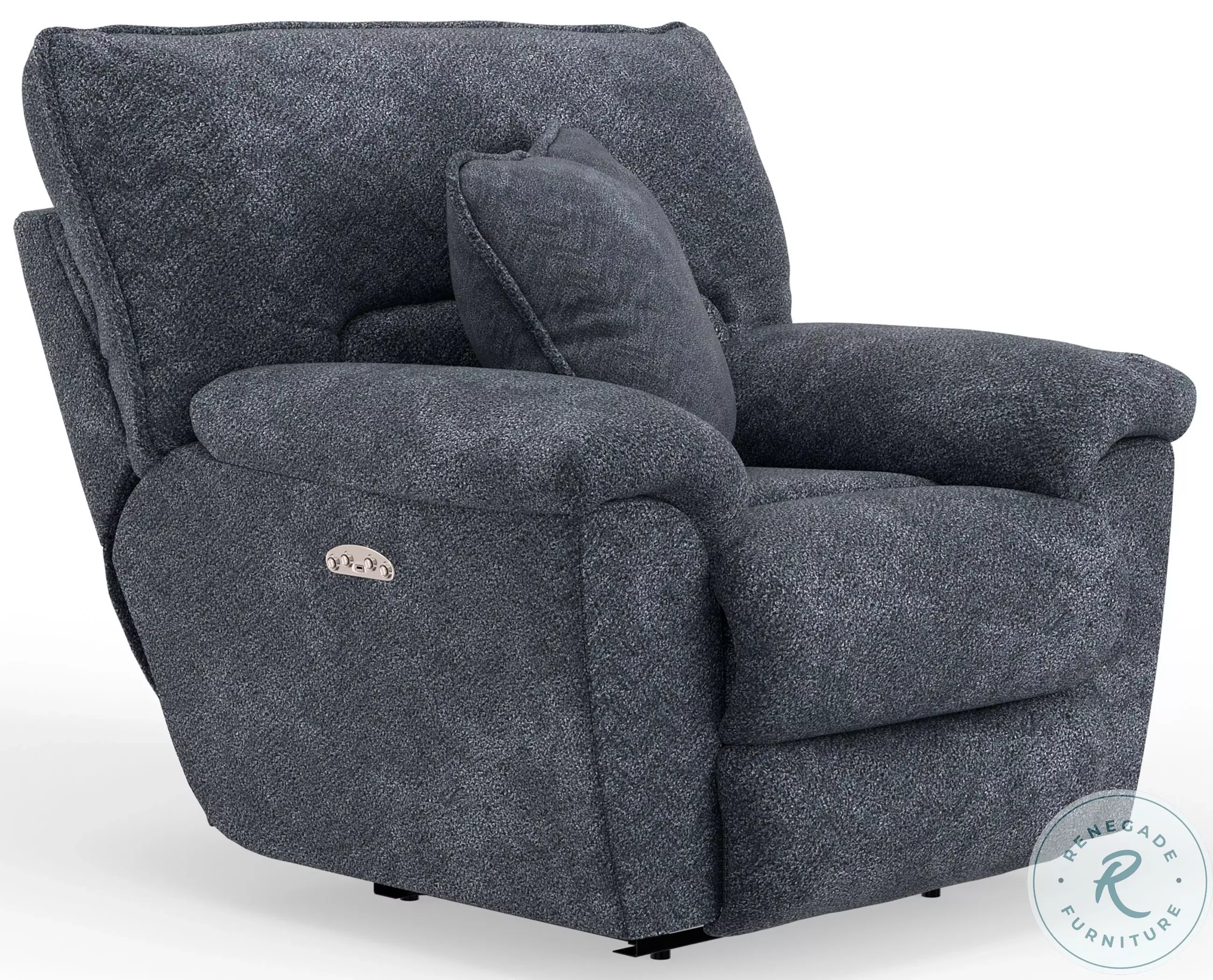 Paxon Smoke Lay Flat Power Recliner with Power Adjustable Headrest From ...