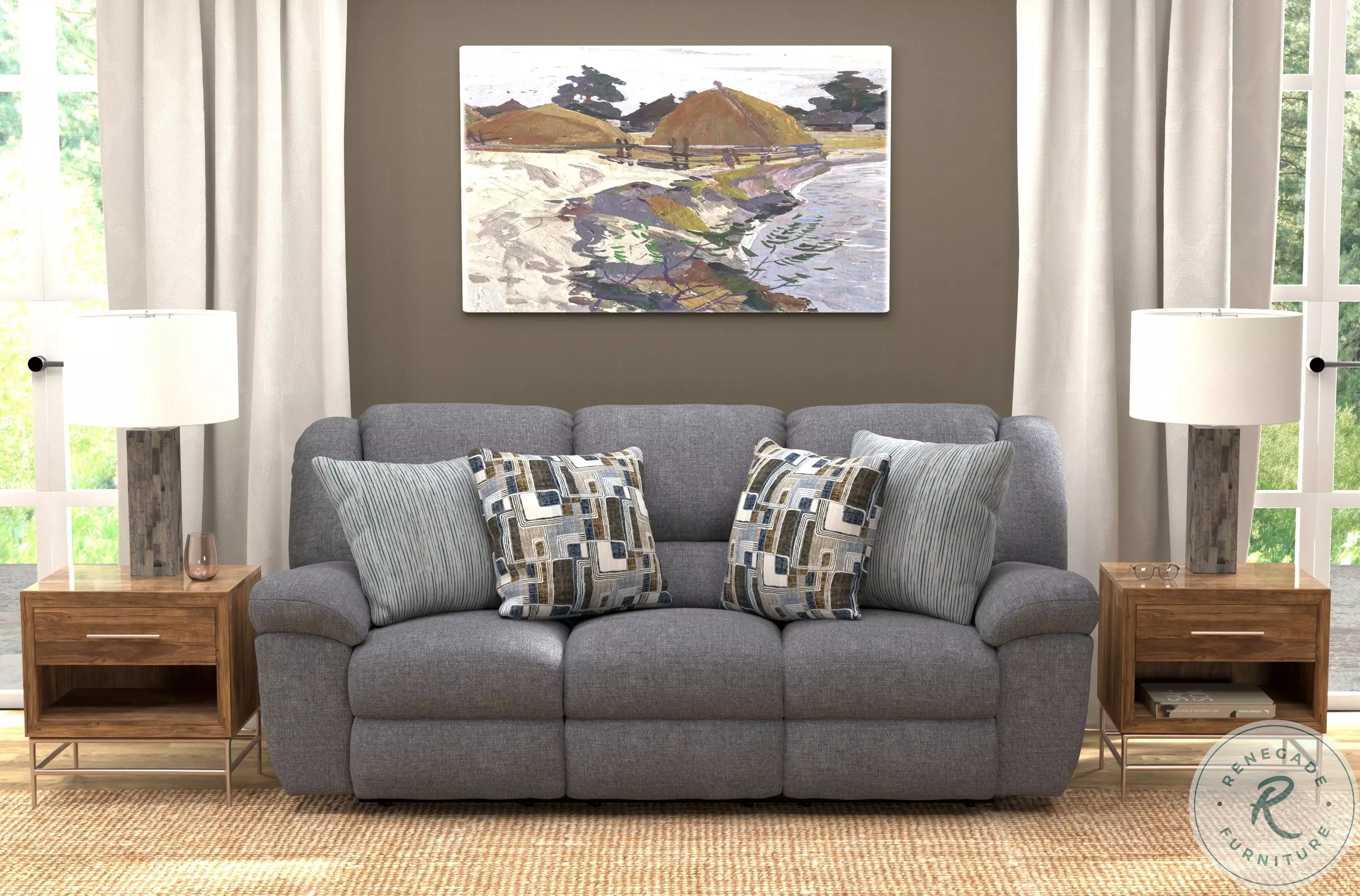 Trifecta Smoke Power Reclining Sofa with Drop Down Table From Home ...