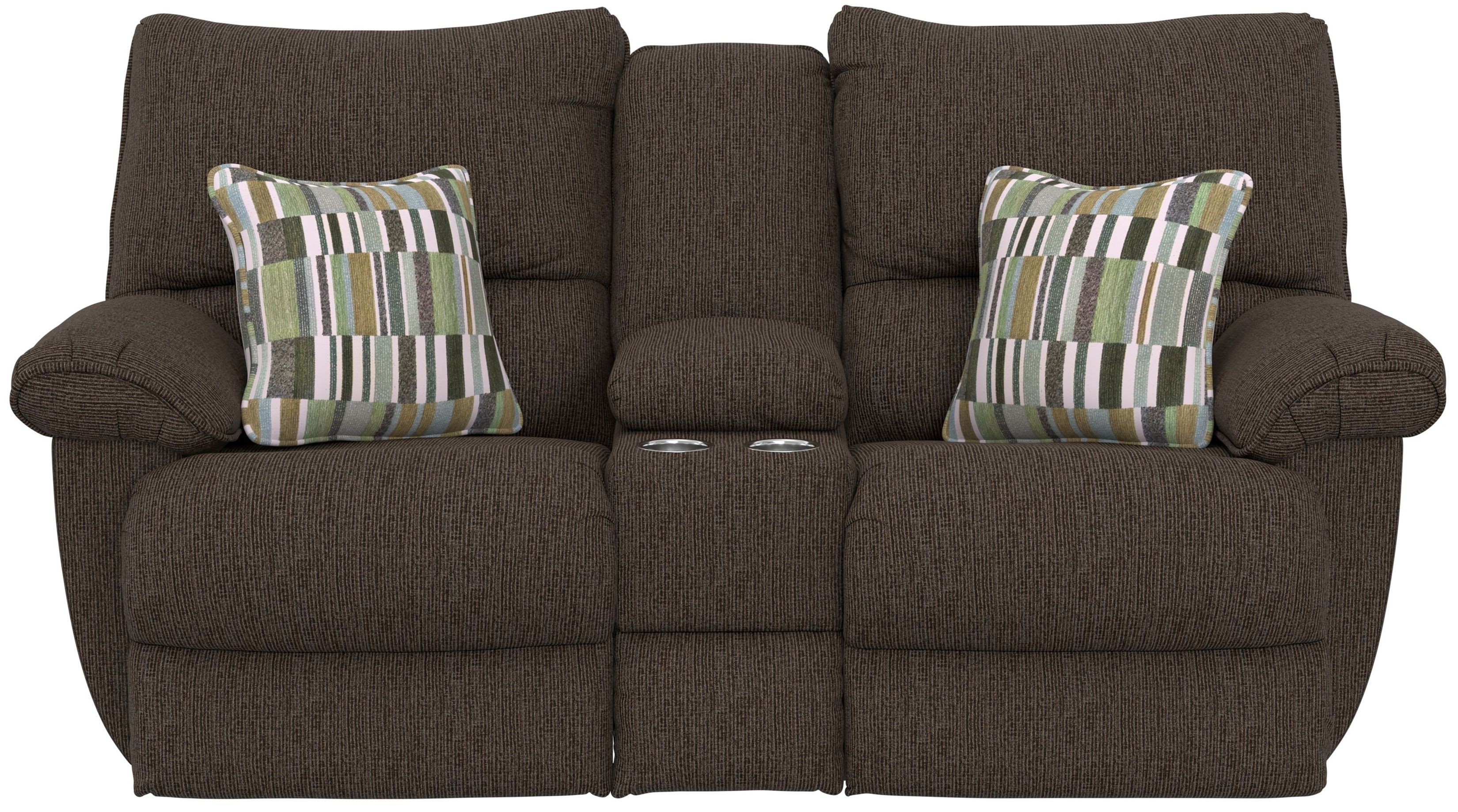 Lenny Chocolate Power Lay Flat Reclining Console Loveseat From ...
