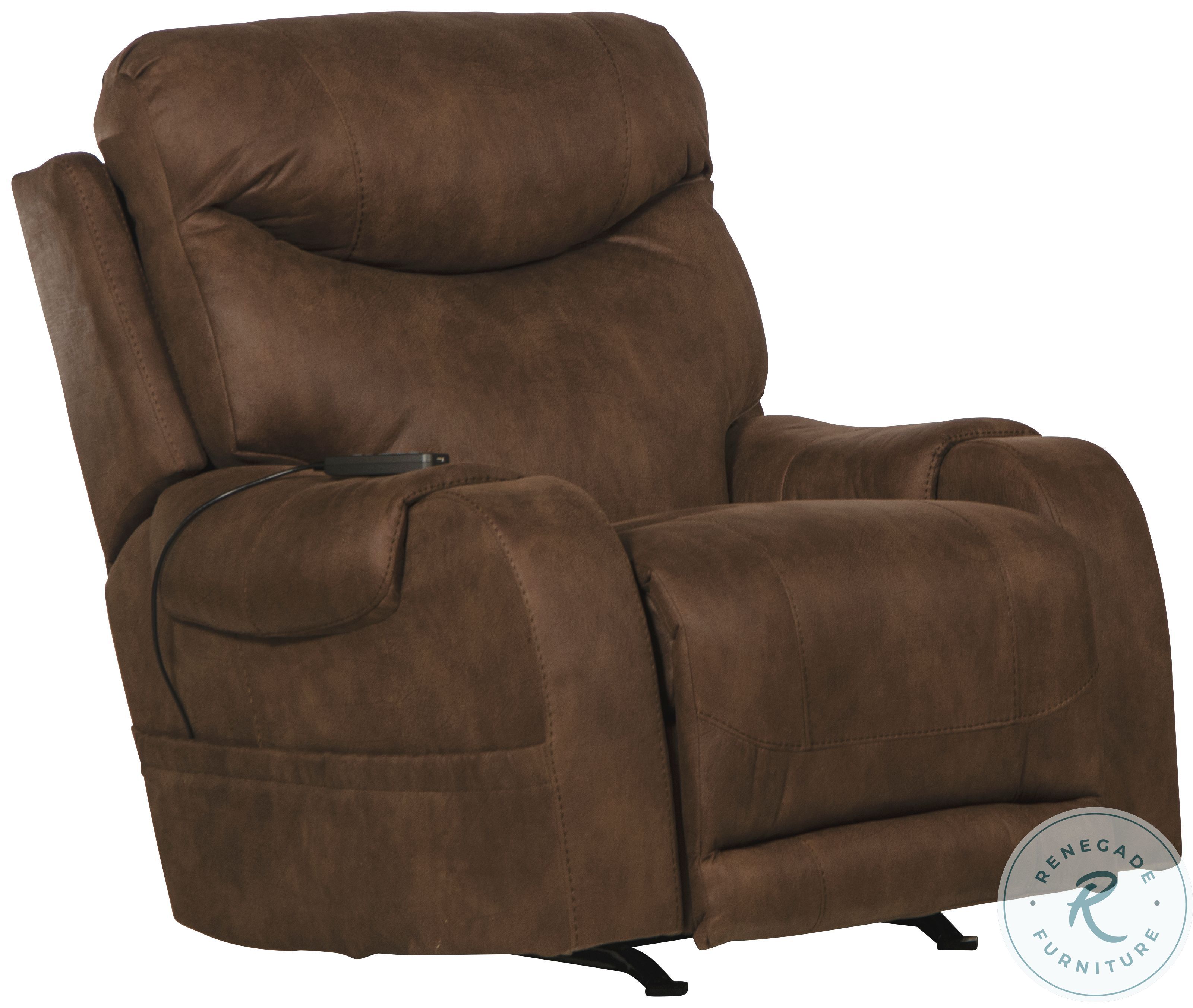 Recharger Chocolate Power Rocker Recliner with Power Adjustable ...