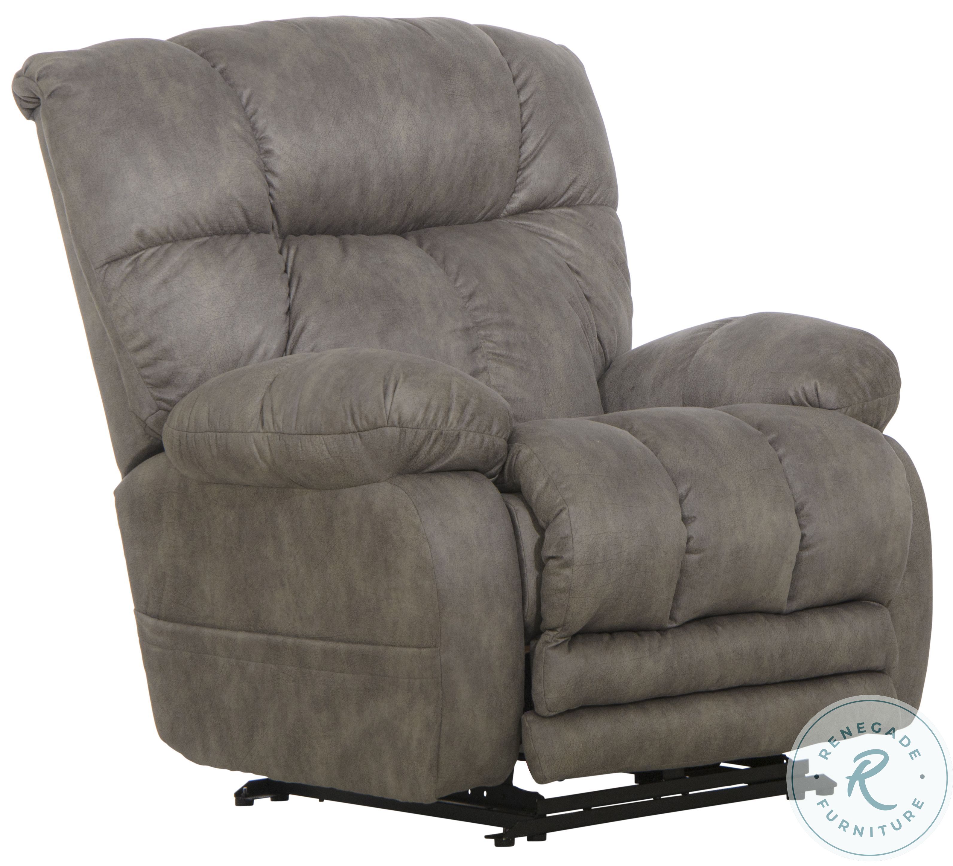Dawkins Charcoal Lay Flat Power Recliner with Oversized Comfort ...