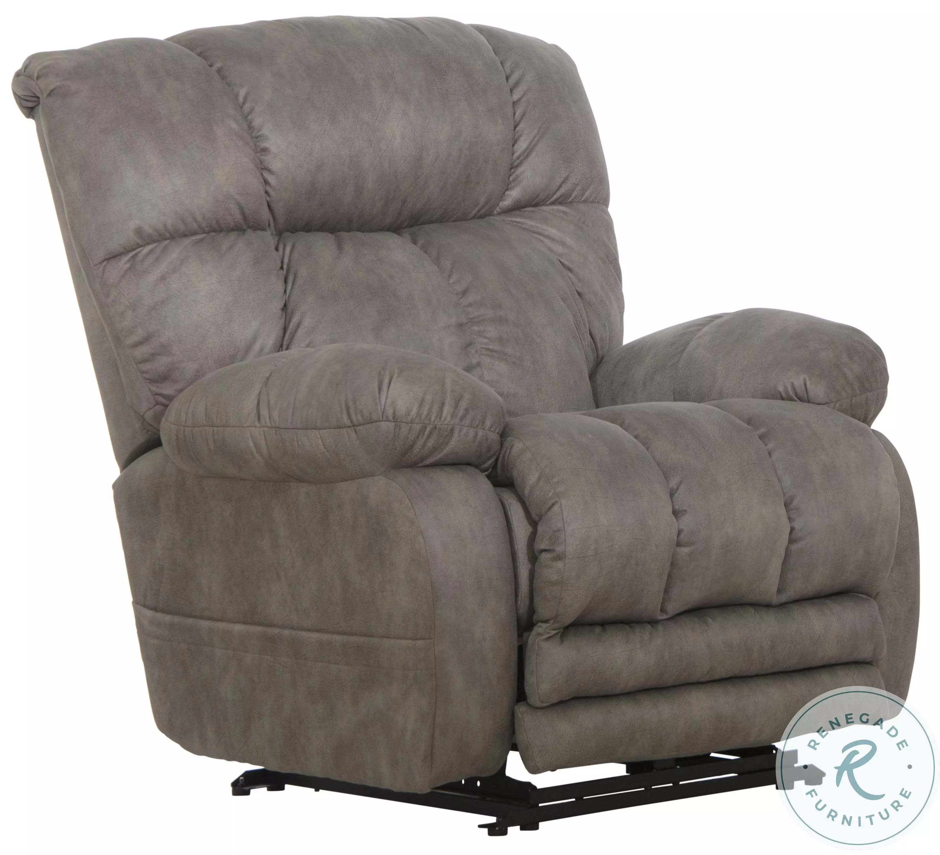 Dawkins Charcoal Lay Flat Power Recliner with Oversized Comfort ...
