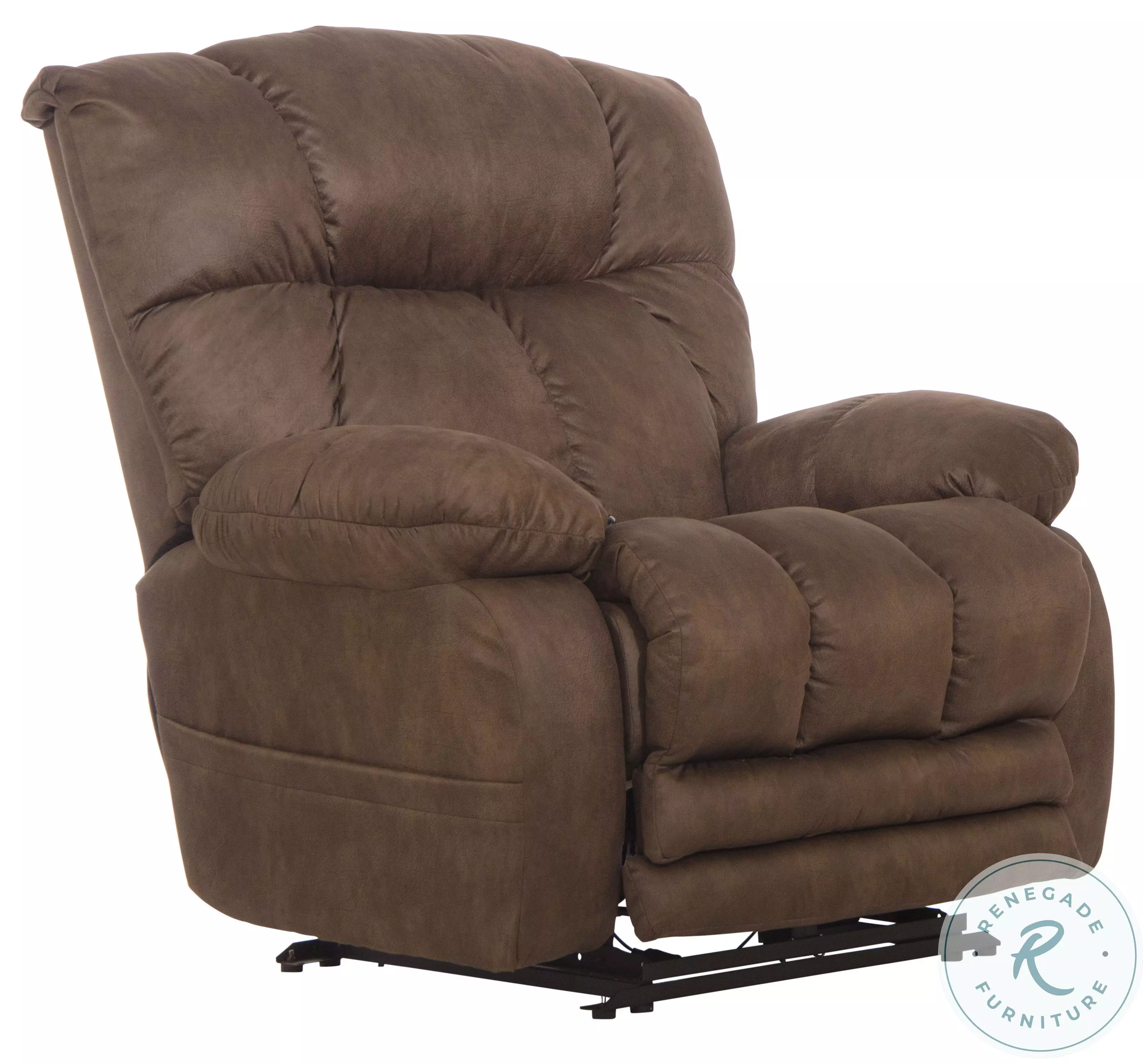 Dawkins Chocolate Lay Flat Power Recliner with Oversized Comfort ...