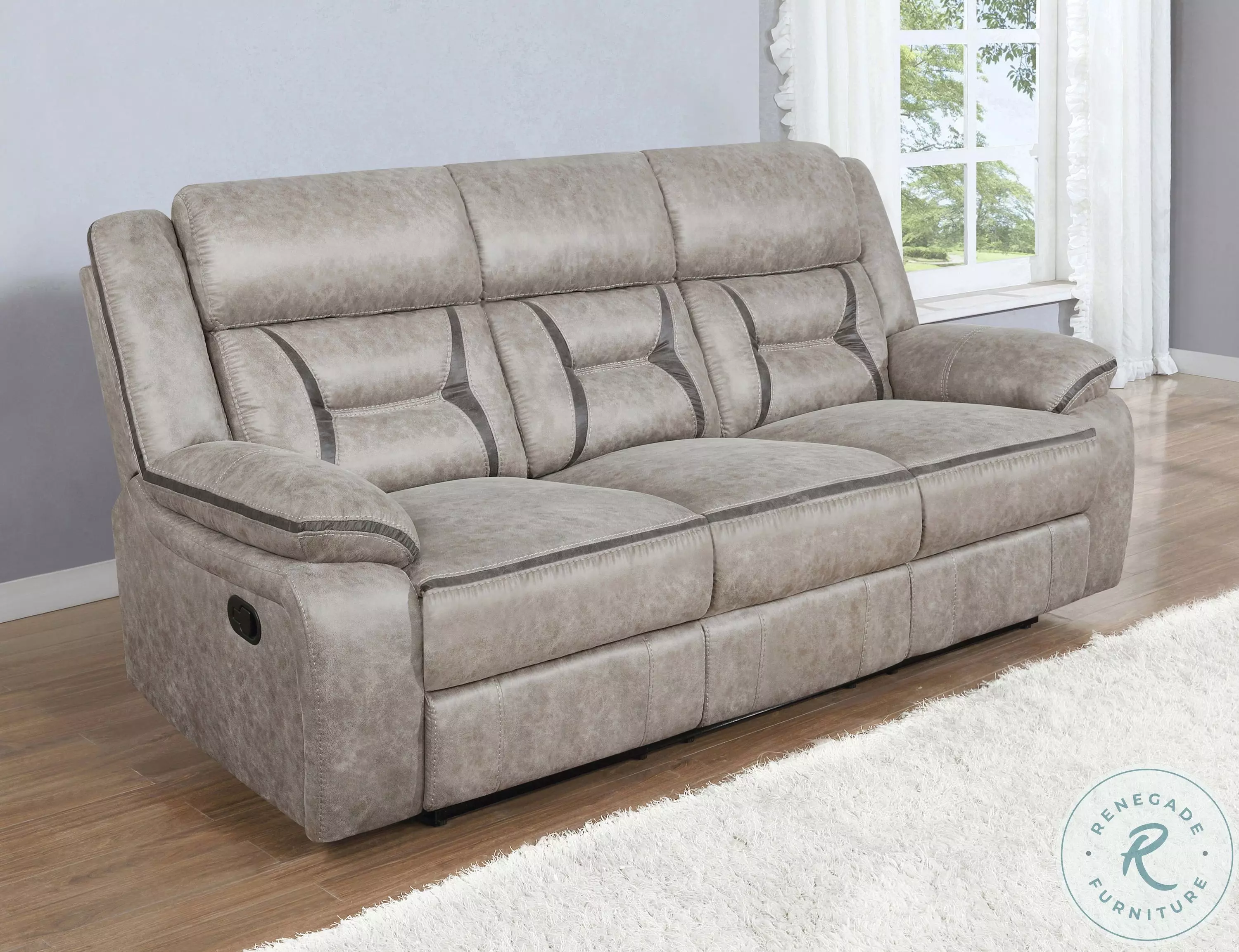 Greer Taupe Reclining Sofa From Coaster Furniture | Coleman Furniture