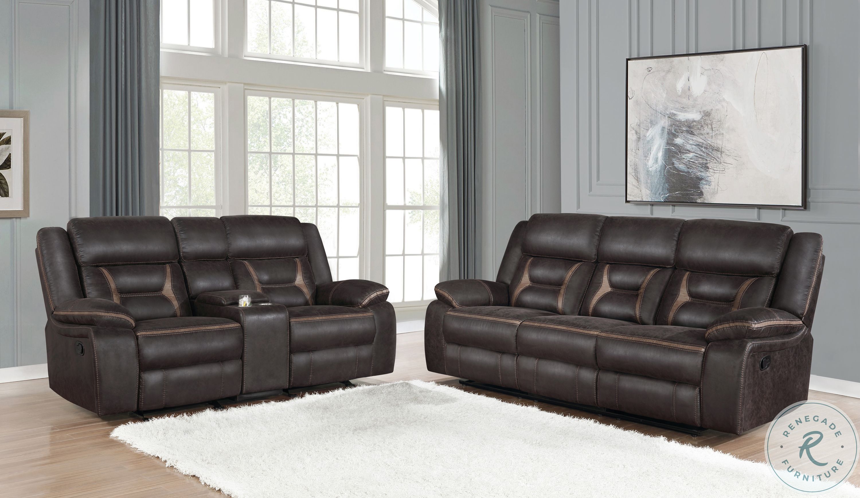 Greer Dark Brown Reclining Sofa From Coaster Furniture | Coleman Furniture