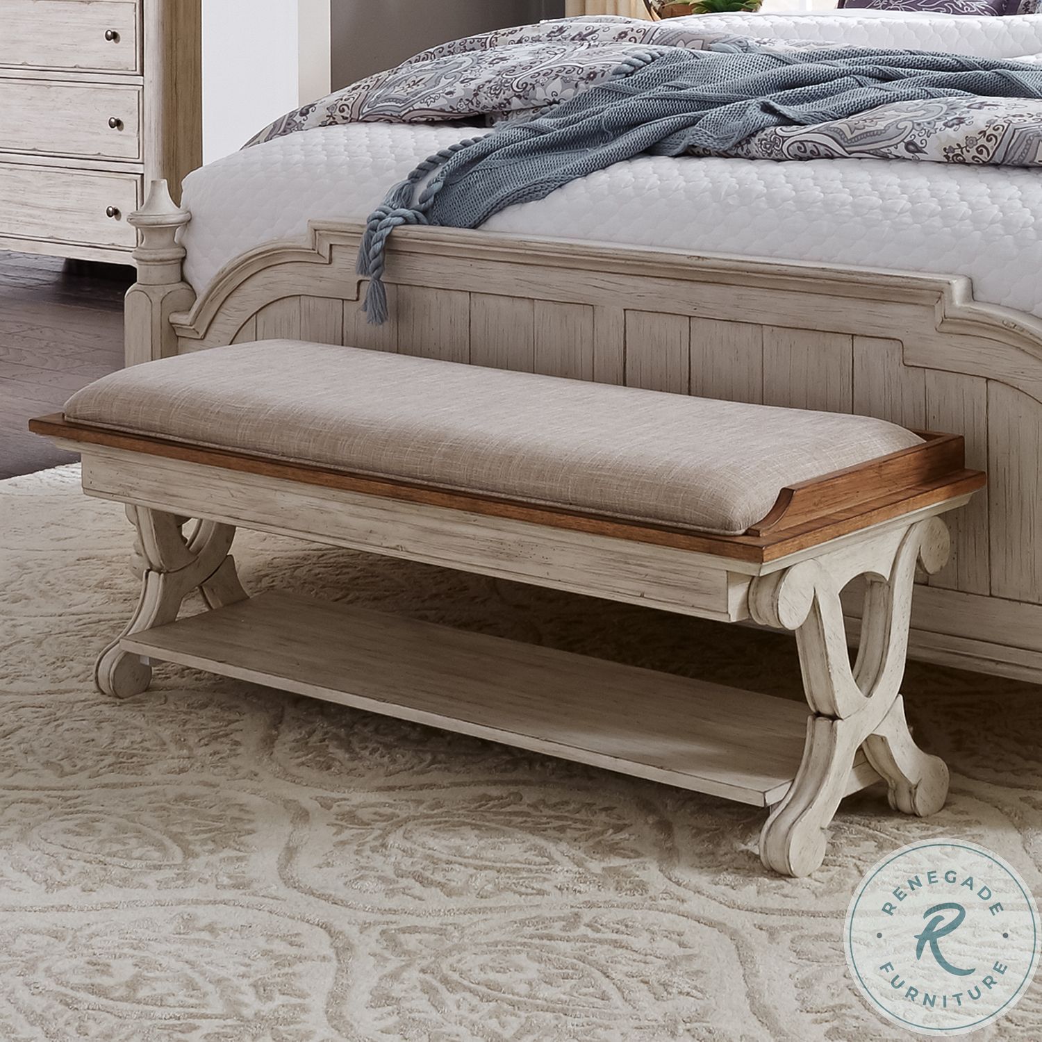 Farmhouse Reimagined Antique White Bed Bench from Liberty | Coleman ...