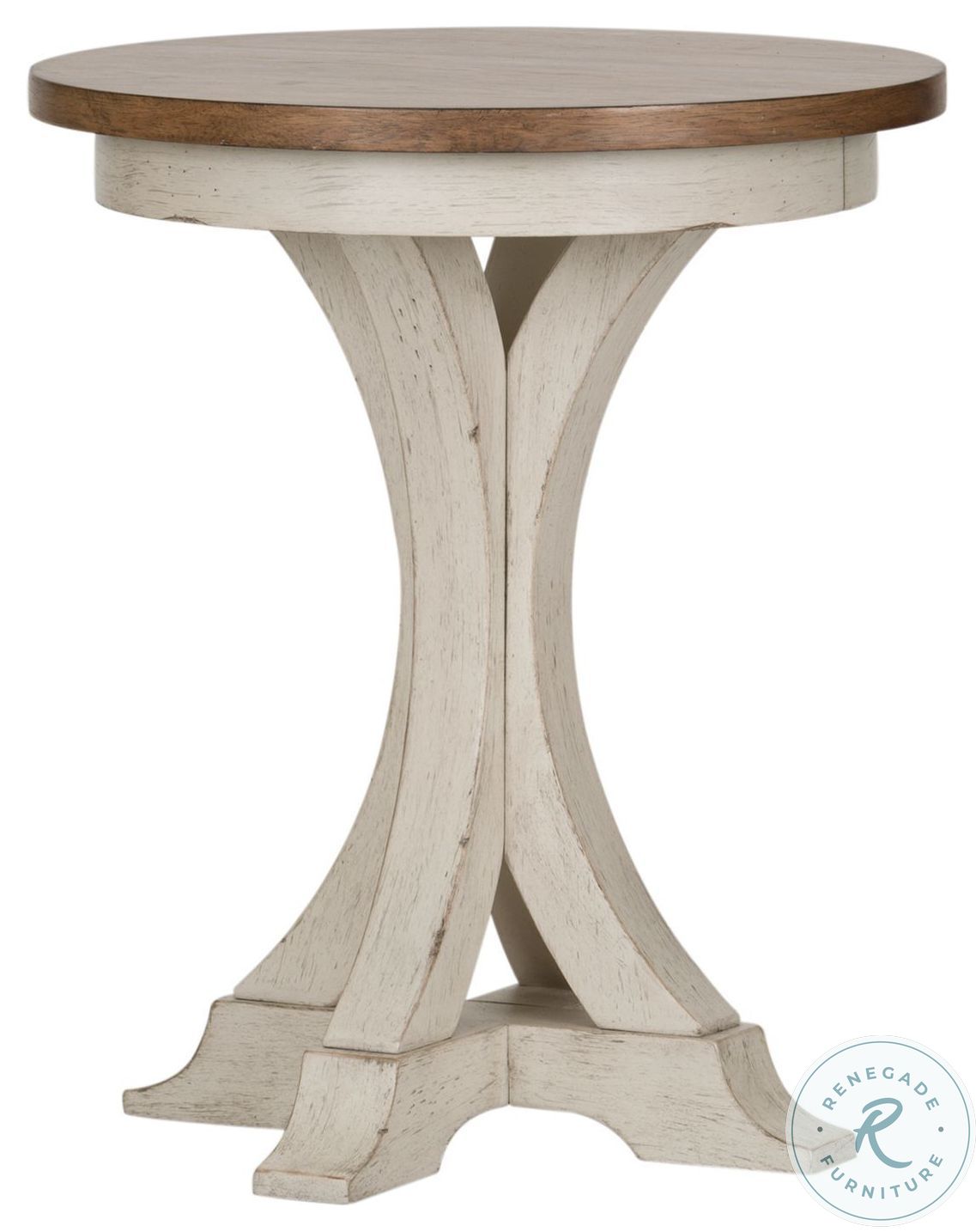 Farmhouse Reimagined Antique White Round Chairside Table from Liberty ...