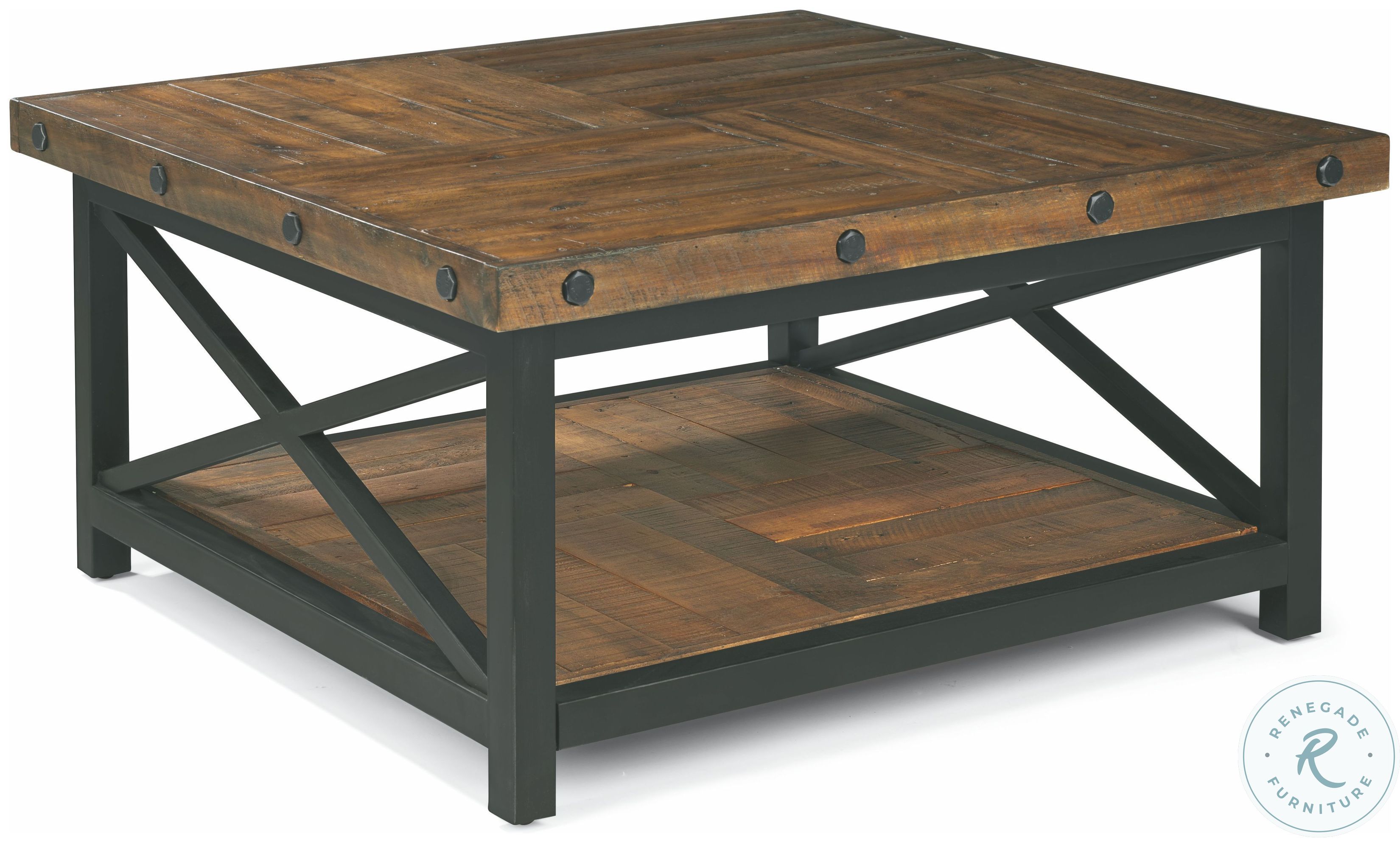 Carpenter Rustic Brown Square Cocktail Table From FlexSteel | Coleman ...