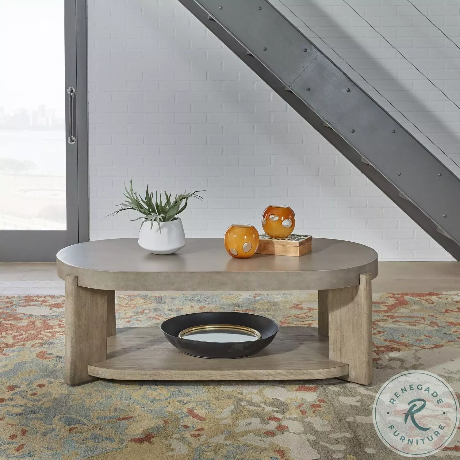 Harmony Dusty Taupe Concrete Top Oval Cocktail Table From Briarwood ...