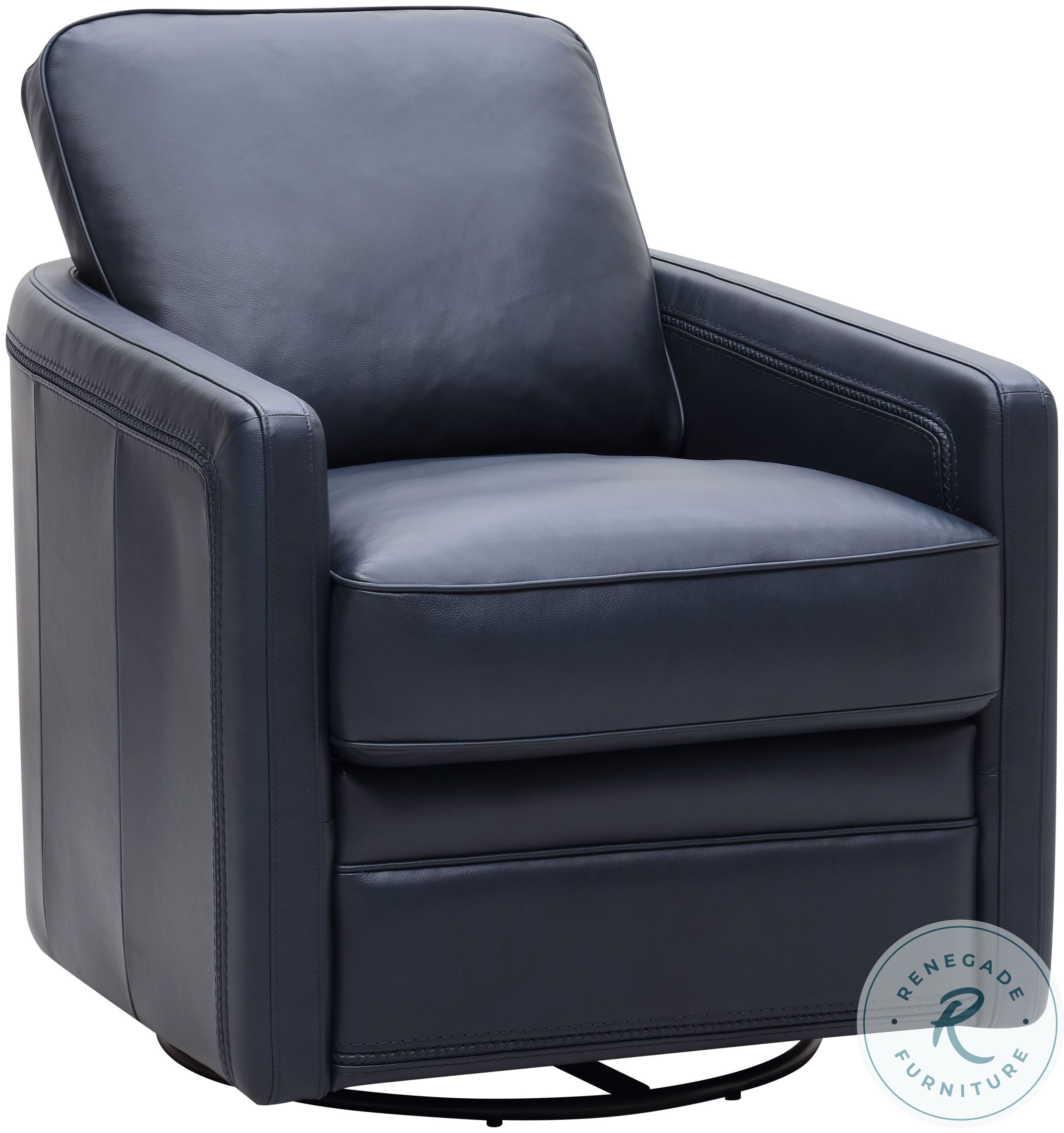 Turner Blue Leather Swivel Glider Chair From Leather Italia | Coleman ...
