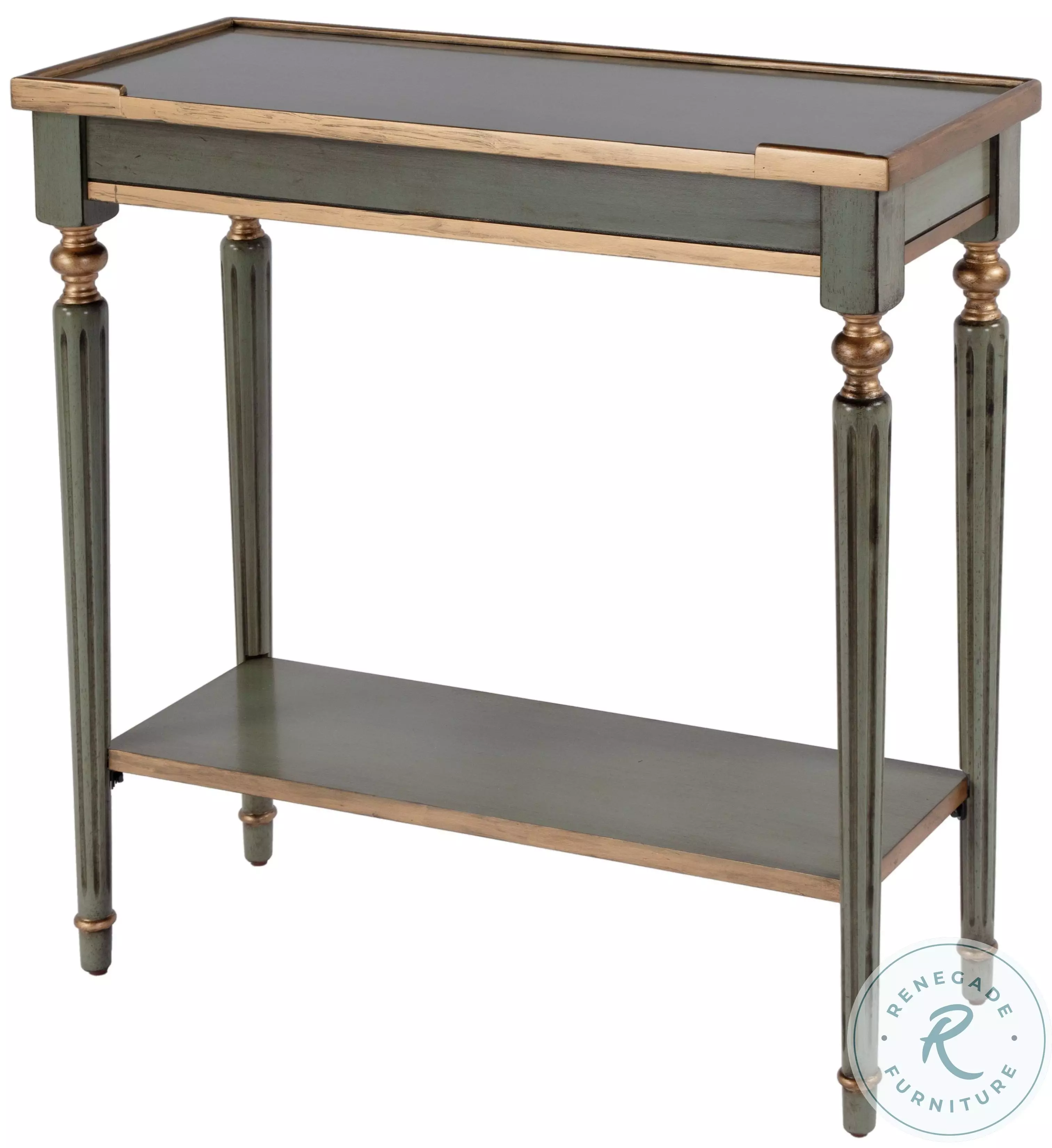 Aubrey Royal Pastel Green Rectangular Open Shelf Console Table From Butler | Home Gallery Stores