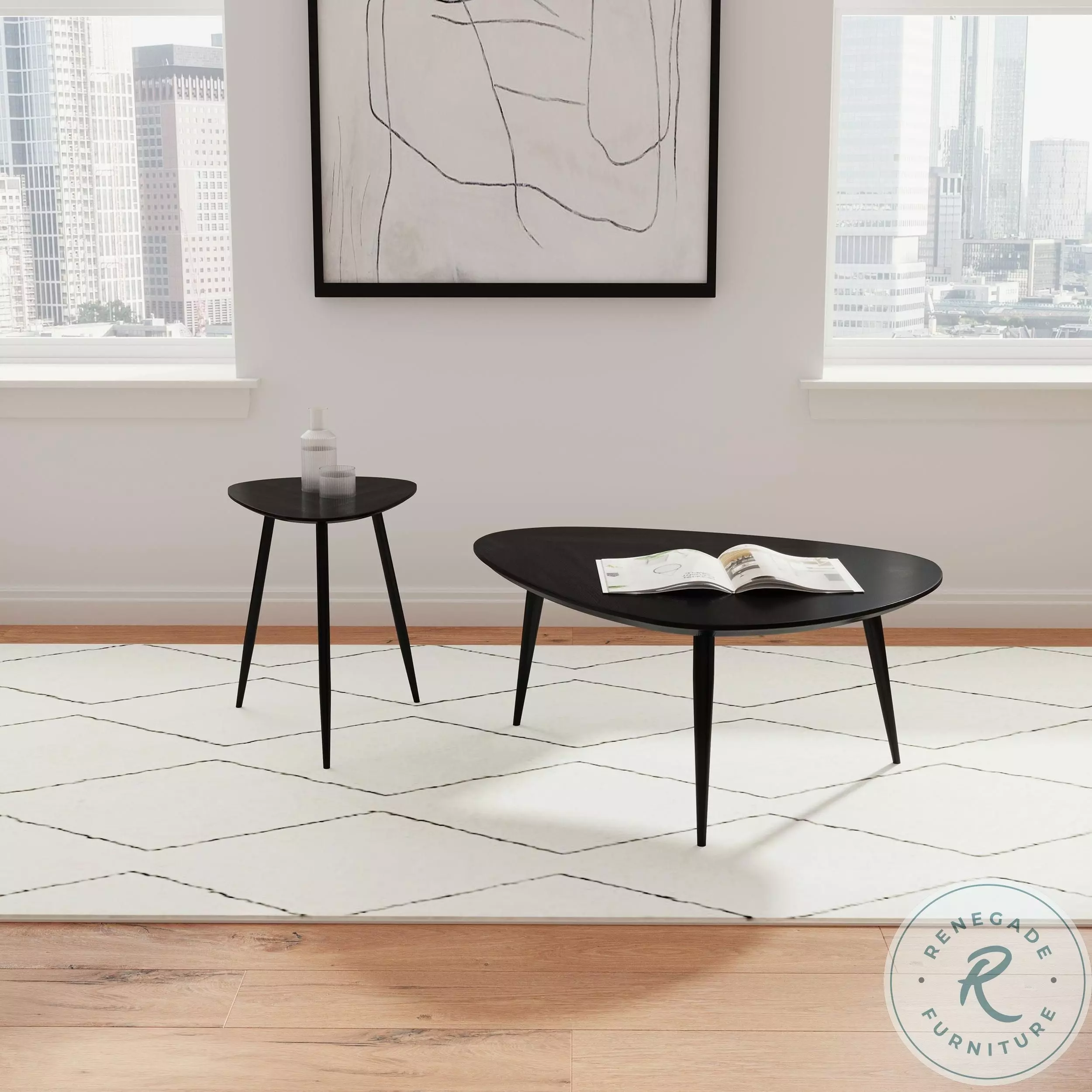 Odessa Black Triangular Occasional Table Set from Coaster Furniture ...