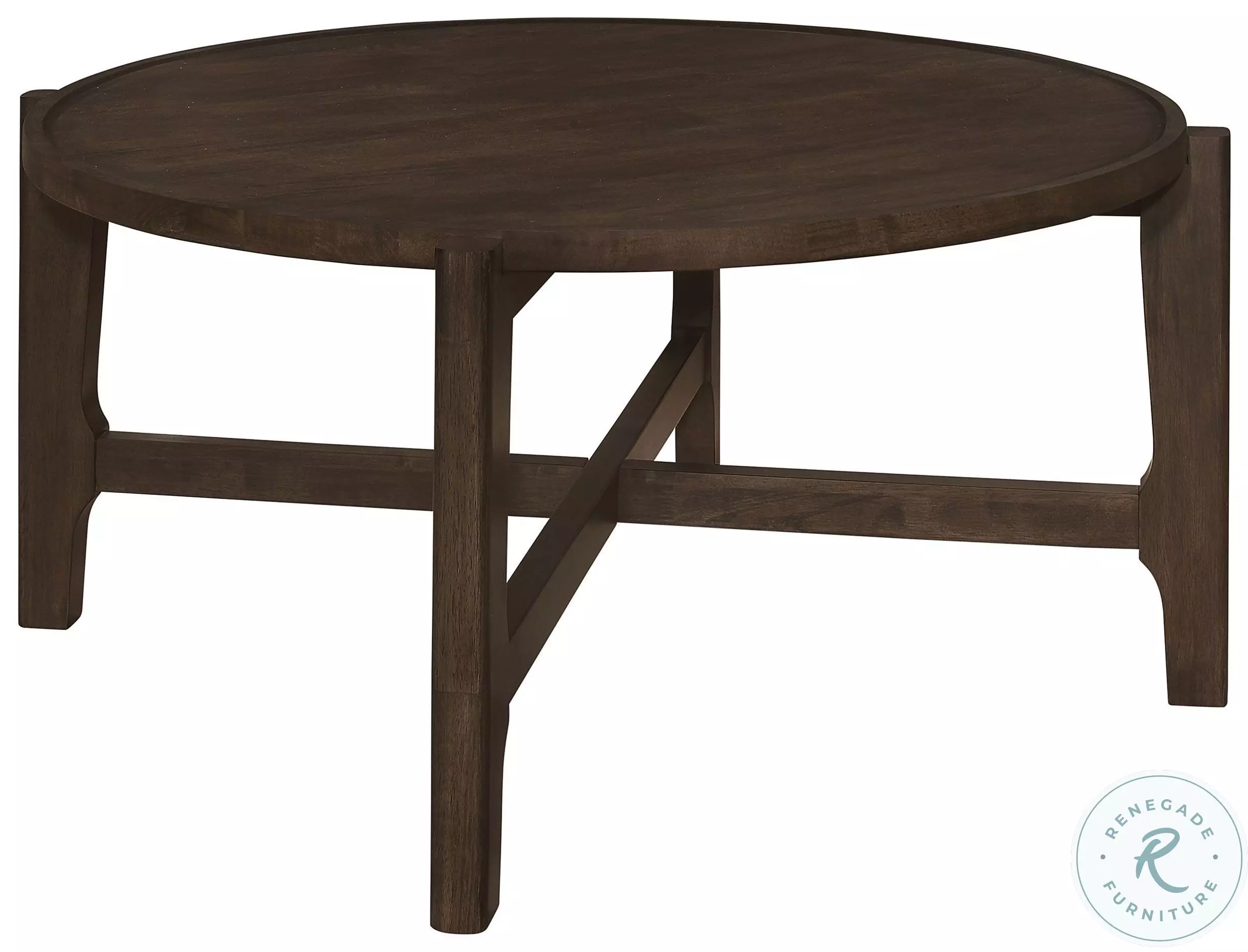 Cota Dark Brown Solid Wood Round Cocktail Table From Coaster Furniture ...
