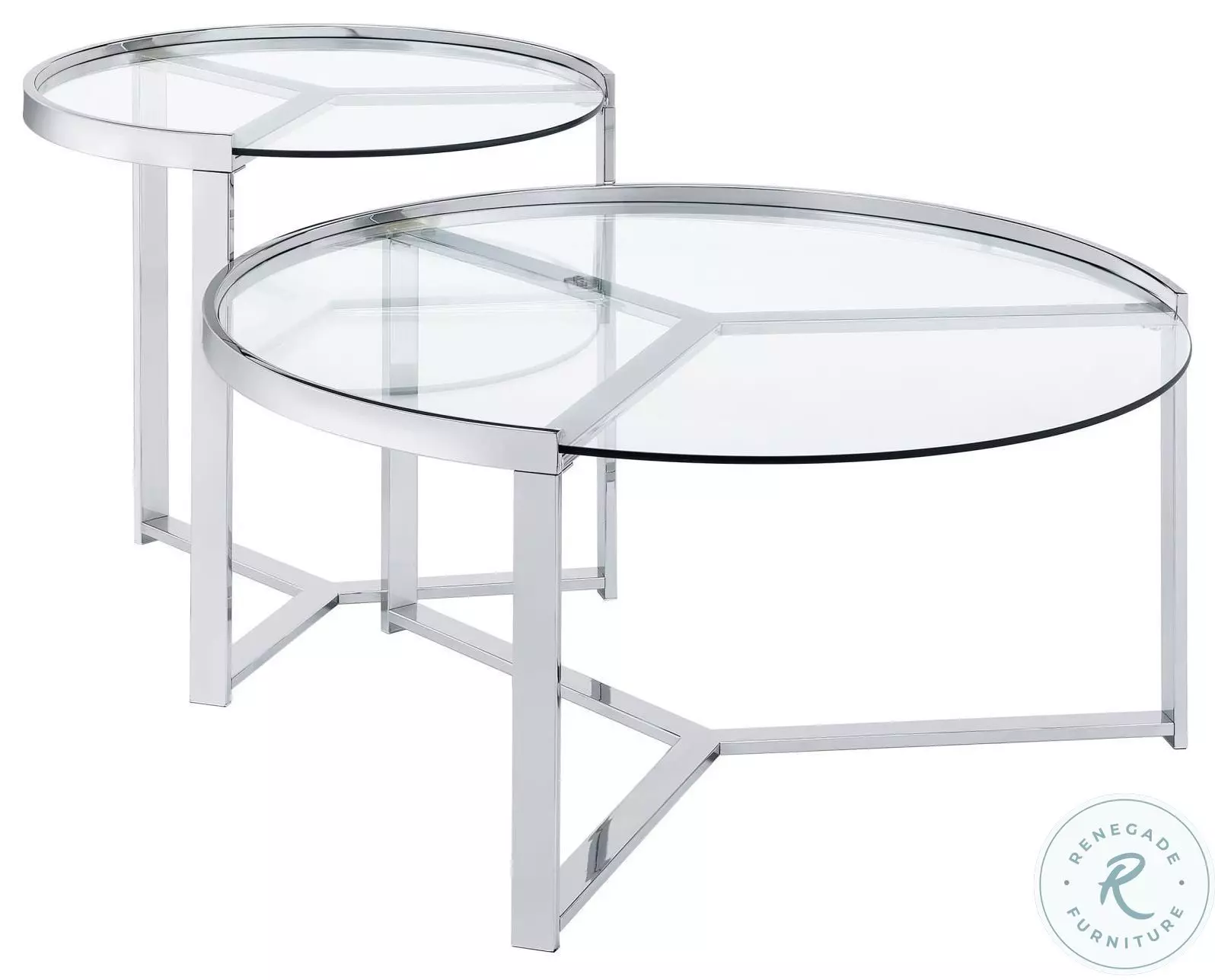 Delia Clear And Chrome 2 Piece Nesting Coffee Table From Coaster ...