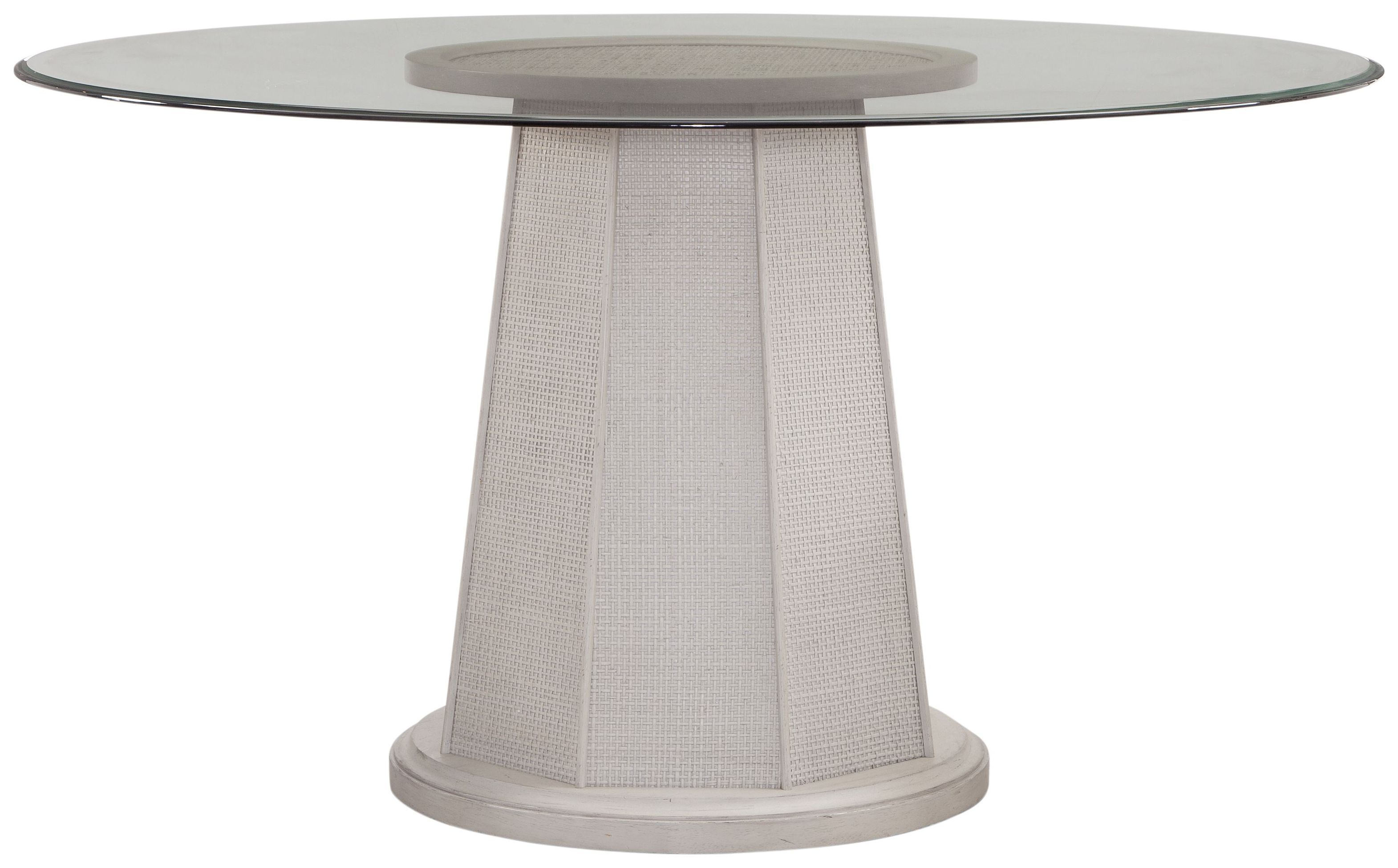 Korey White Wash Mindi 54" Round Glass Top Dining Table From Bassett ...