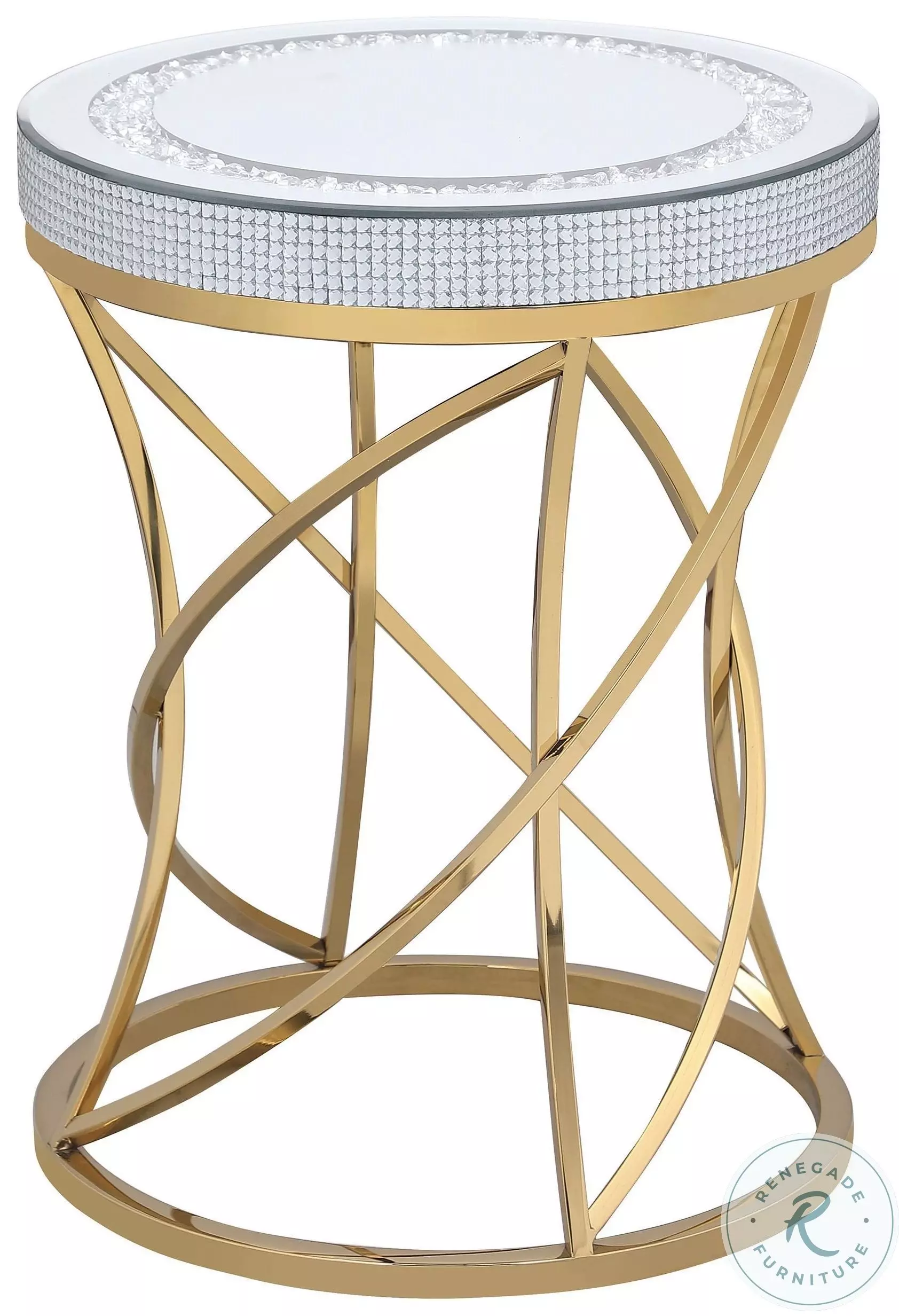 Elise Gold And Mirror Top Round End Table From Home Gallery Stores ...