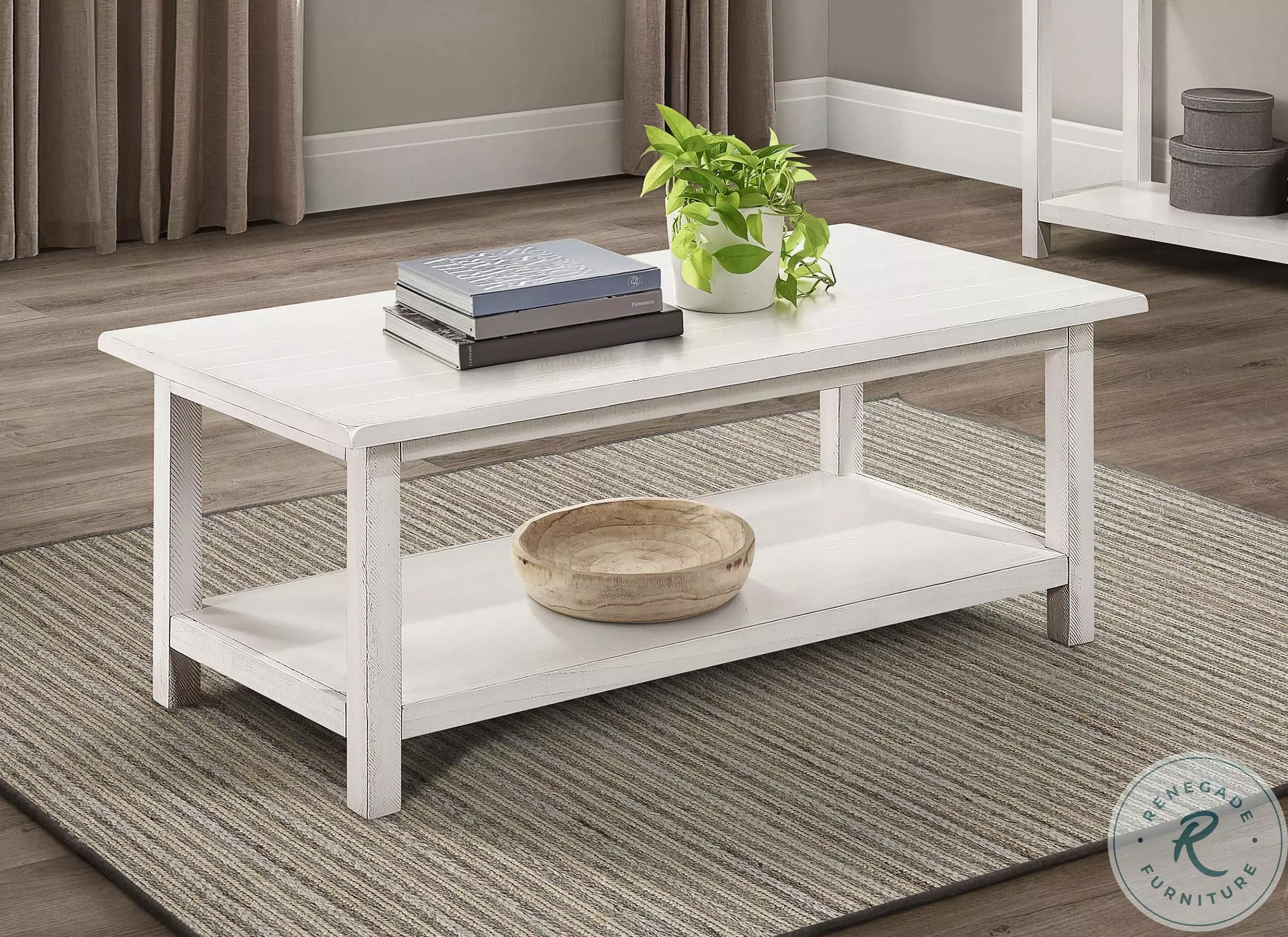 Payne Distressed White Coffee Table From Coaster Furniture | Coleman ...