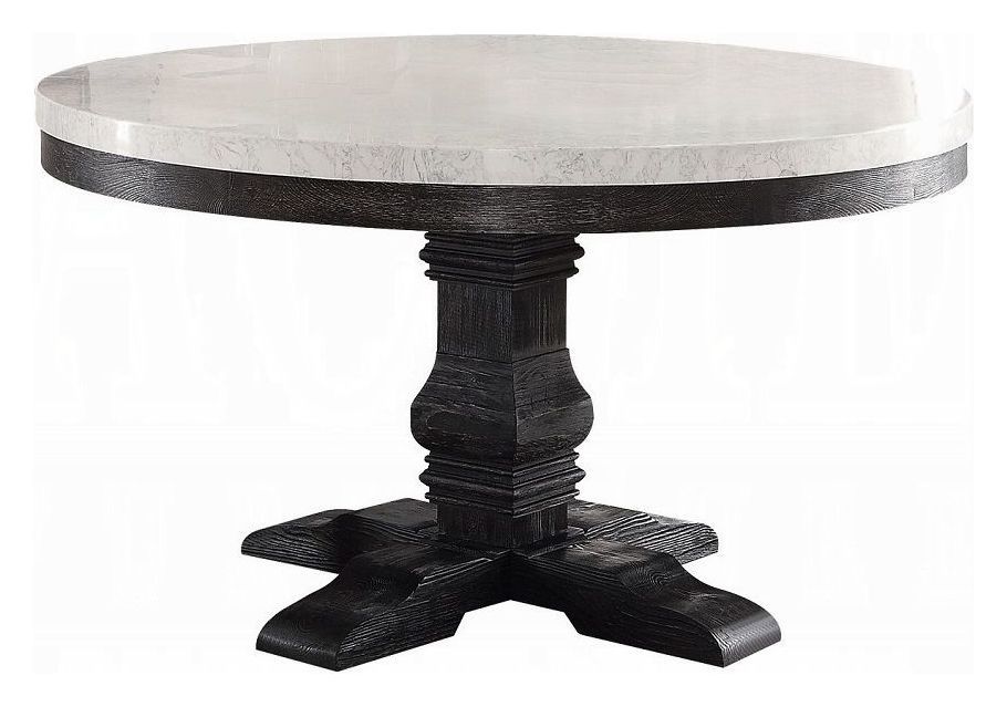 Nolan White and Salvage Dark Oak 54" Round Marble Top Dining Table From ...