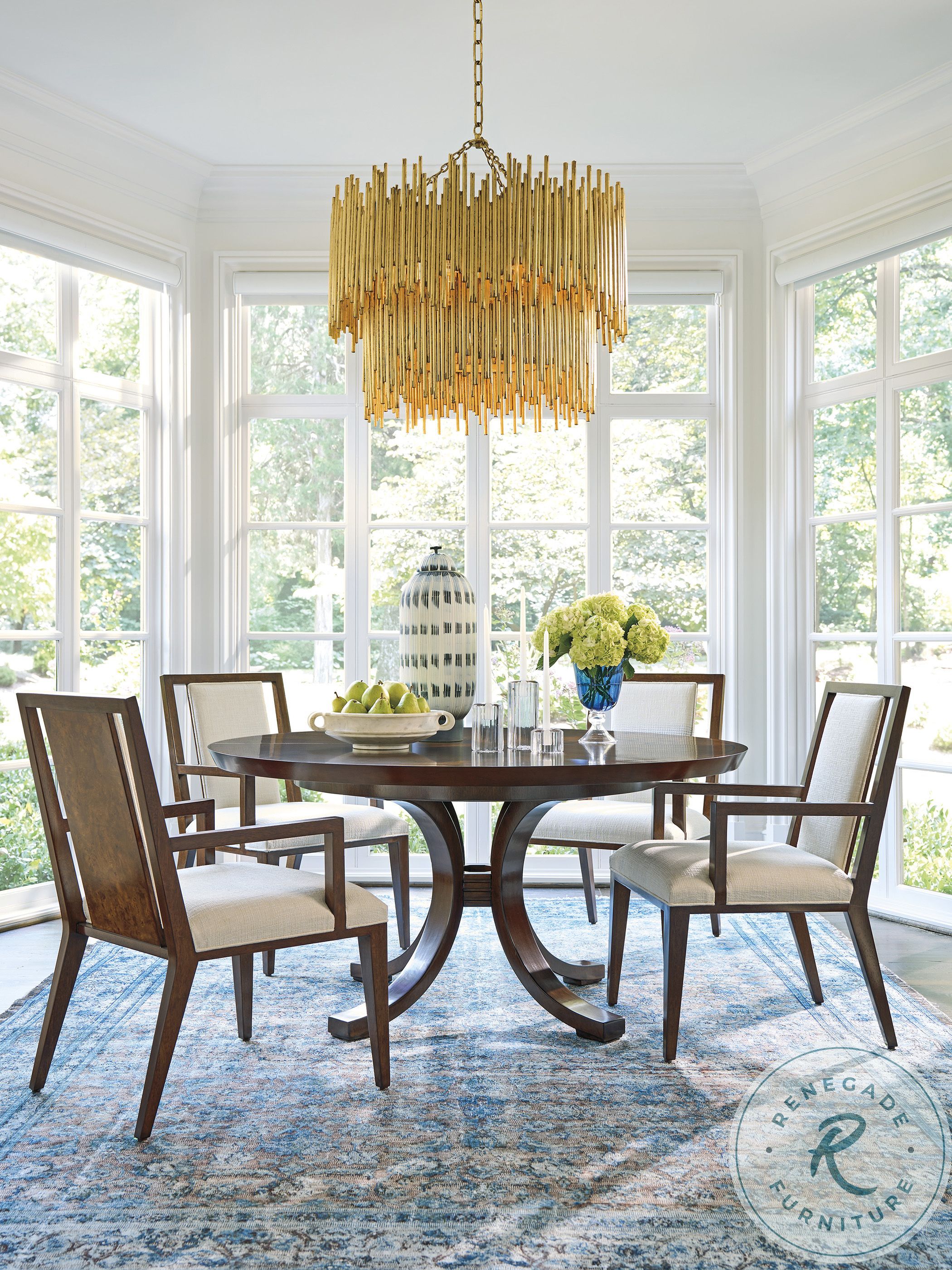 Rendezvous Walnut Round Extendable Warwick Dining Room Set from ...