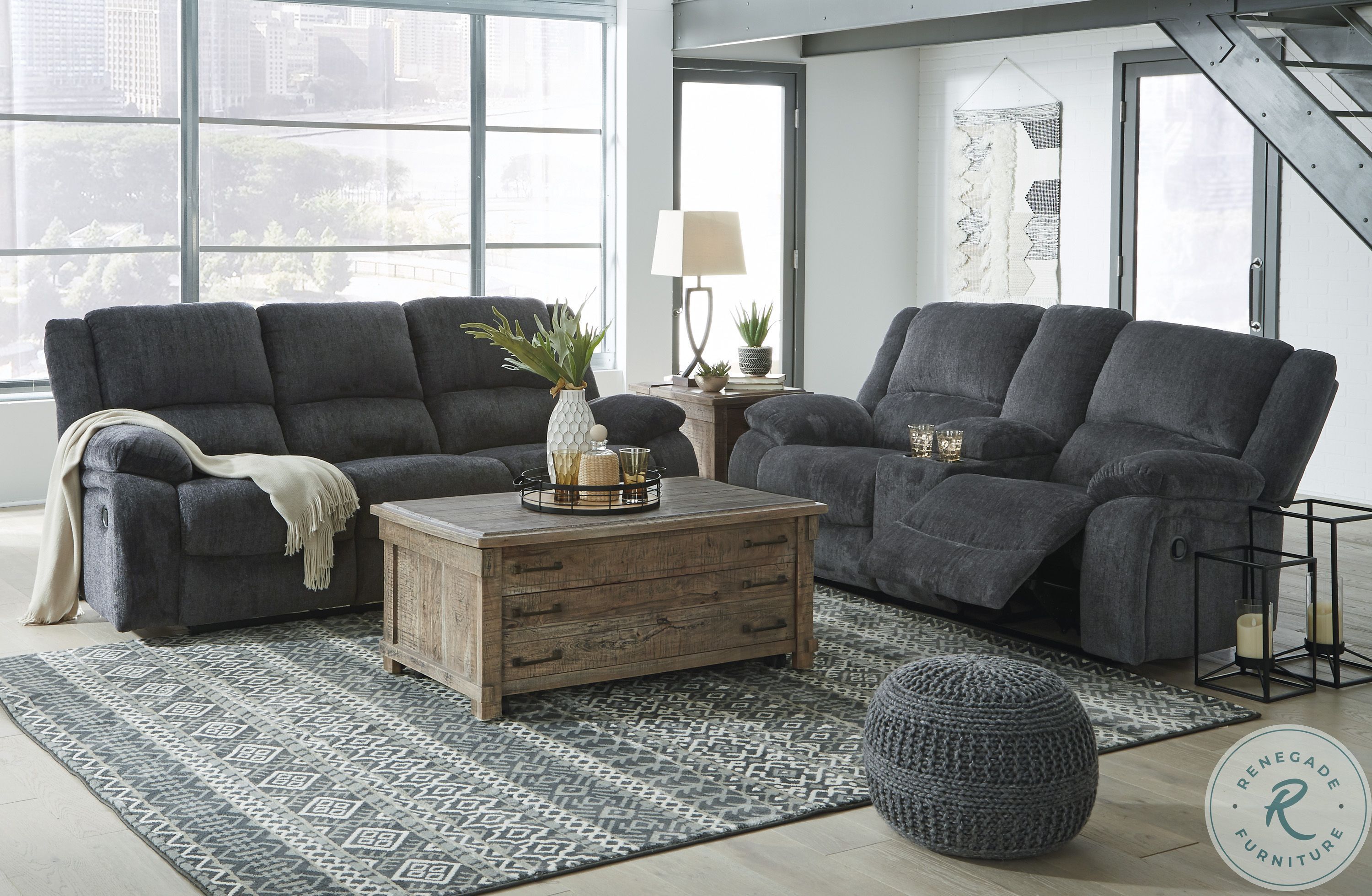 Draycoll Slate Reclining Living Room Set from Ashley | Coleman Furniture