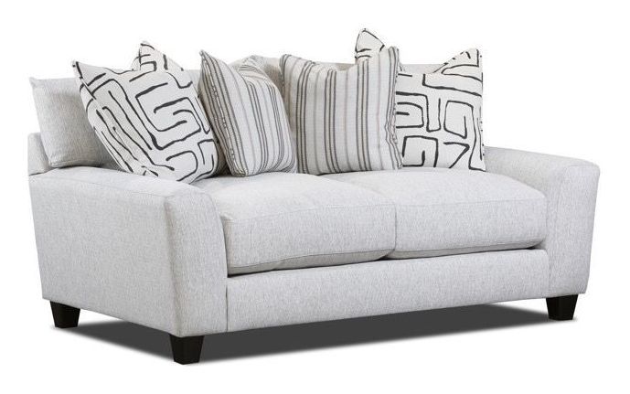 Durango Pewter Off White Performance Fabric 73" Loveseat with Throw ...