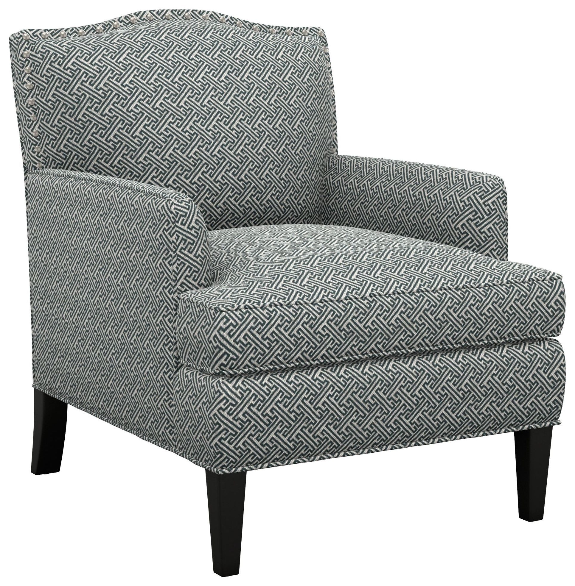 Walton Blue and White Upholstered Lounge Chair with Nailhead Trim from ...