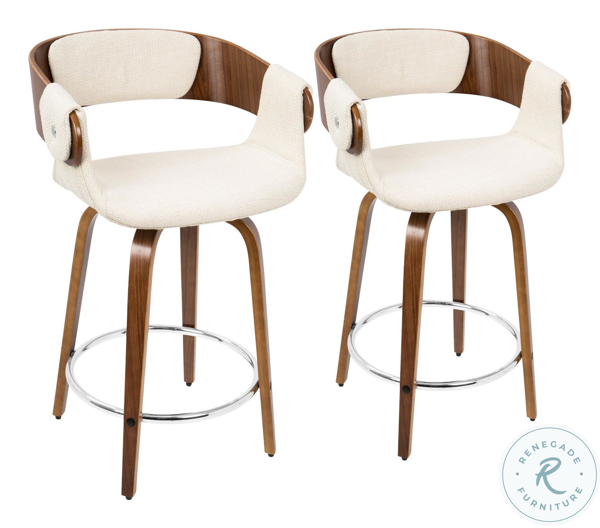 Elisa Walnut and Cream Counter Height Stool Set of 2 From Lumisource ...