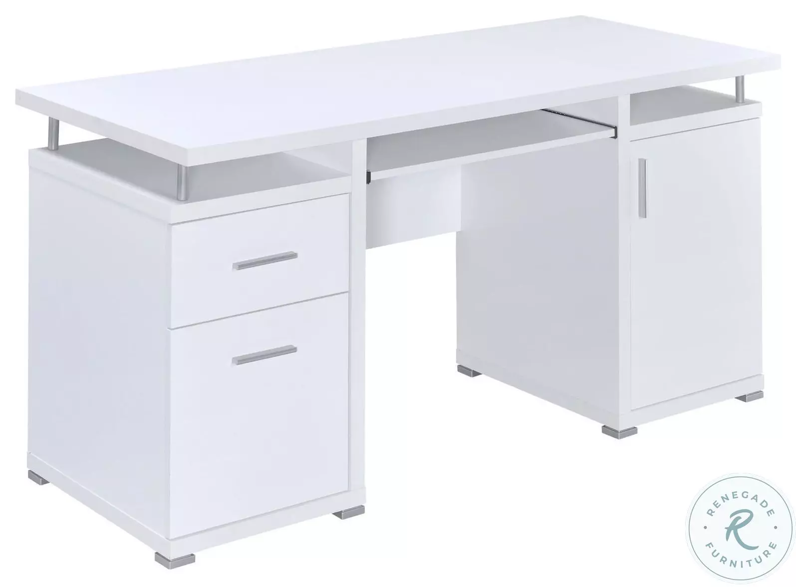Tracy White Computer Desk from Coaster (800108) | Coleman Furniture
