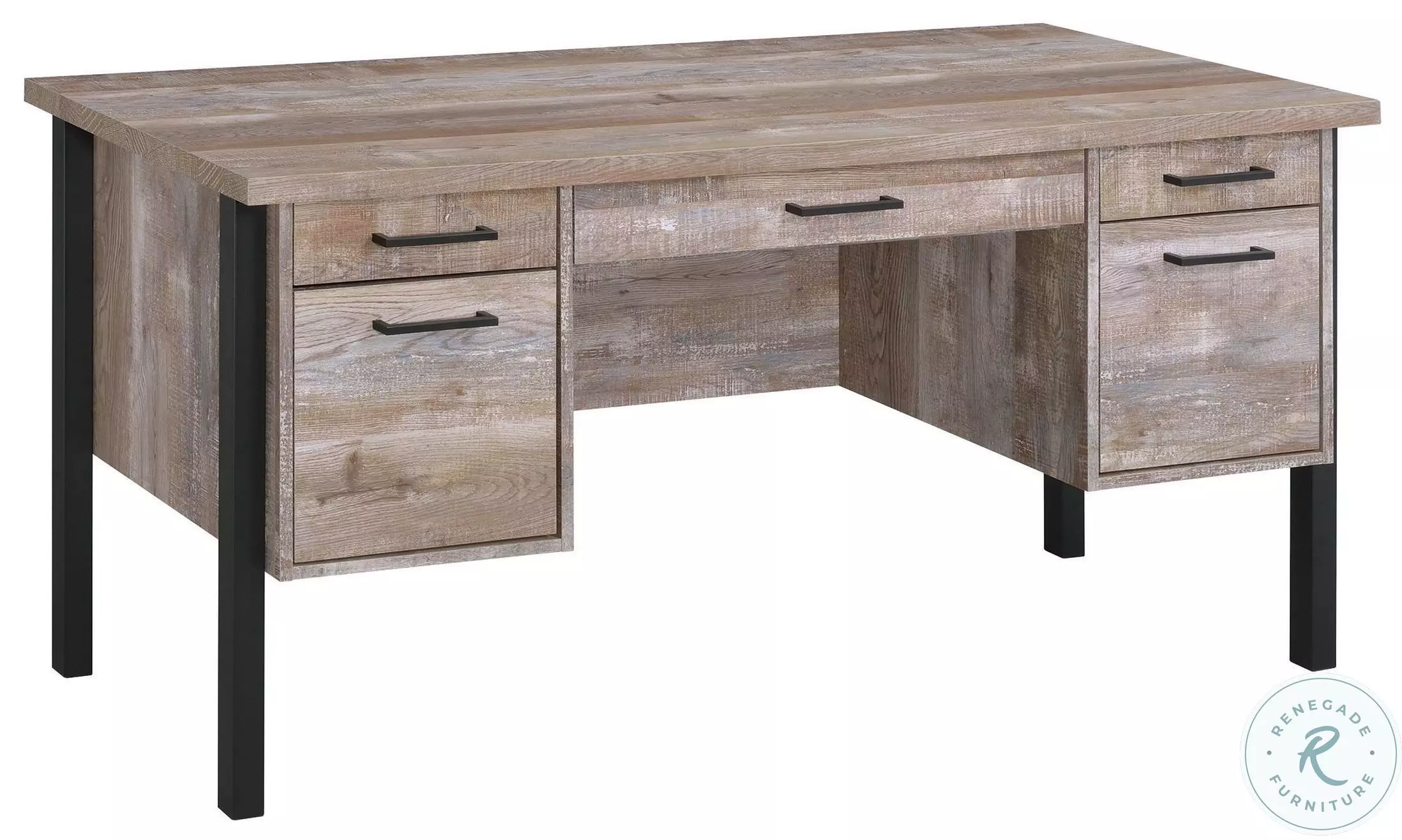 Samson Weathered Oak Office Desk from Coaster | Coleman Furniture